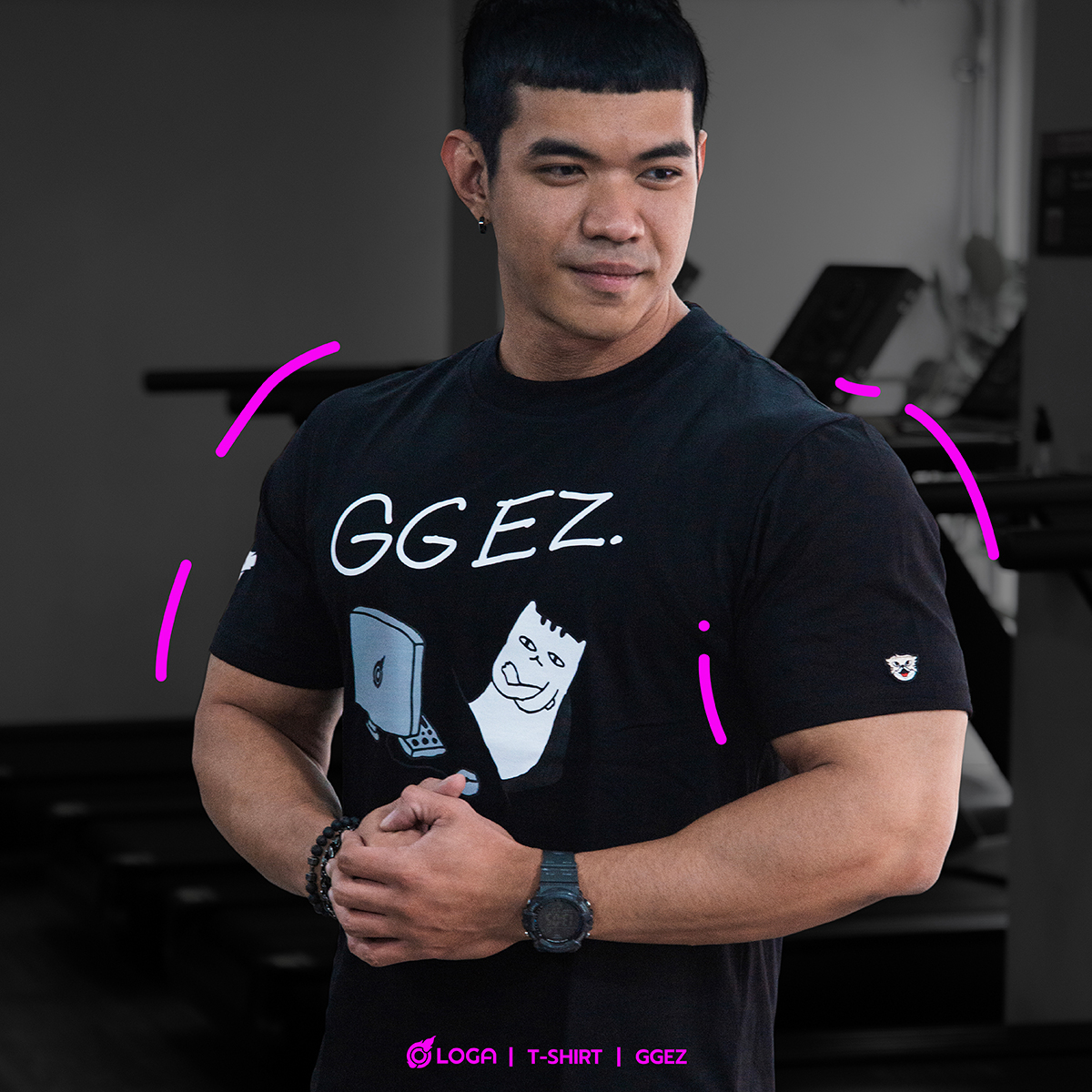 เสื้อยืดเกมเมอร์ GG EZ ดีไซน์โดย LOGA | Shopee Thailand