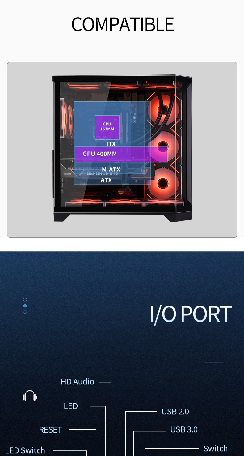 เคสคอมพิวเตอร์ WJCOOLMAN Dreamer Plus ATX Panorama Tempered Gaming Case (No FAN) (AIO360) รับ ...