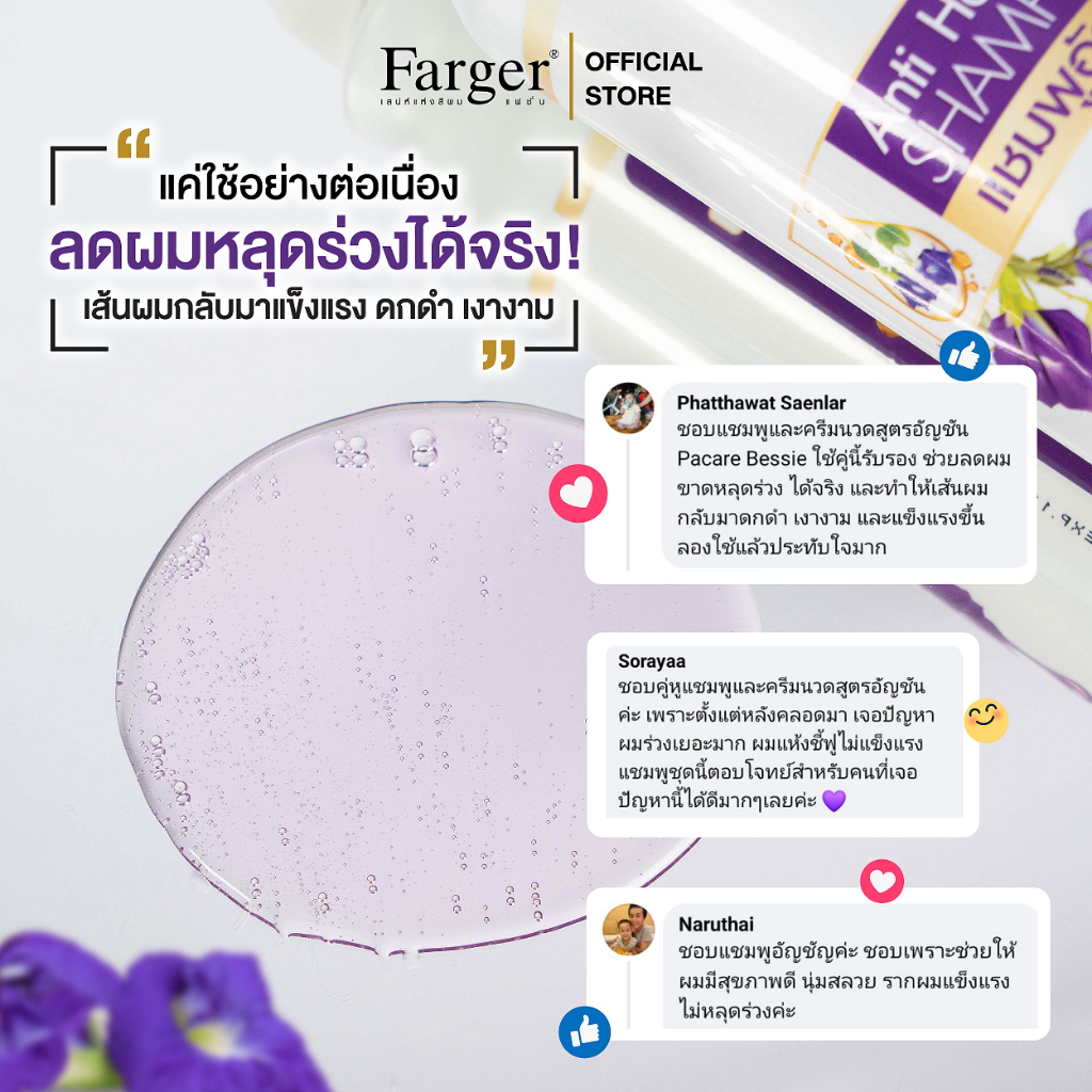 Farger Shampoo Hair Fall แชมพู อัญชัน เบซซี่ 300 มล. ลดผมร่วง | Shopee ...