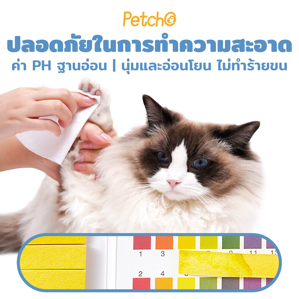 Petcho ทิชชู่เปียก ผ้าเปียกแมว ผ้าเปียกหมา ผ้าเช็ดทำความสะอาดสัตว์ ...