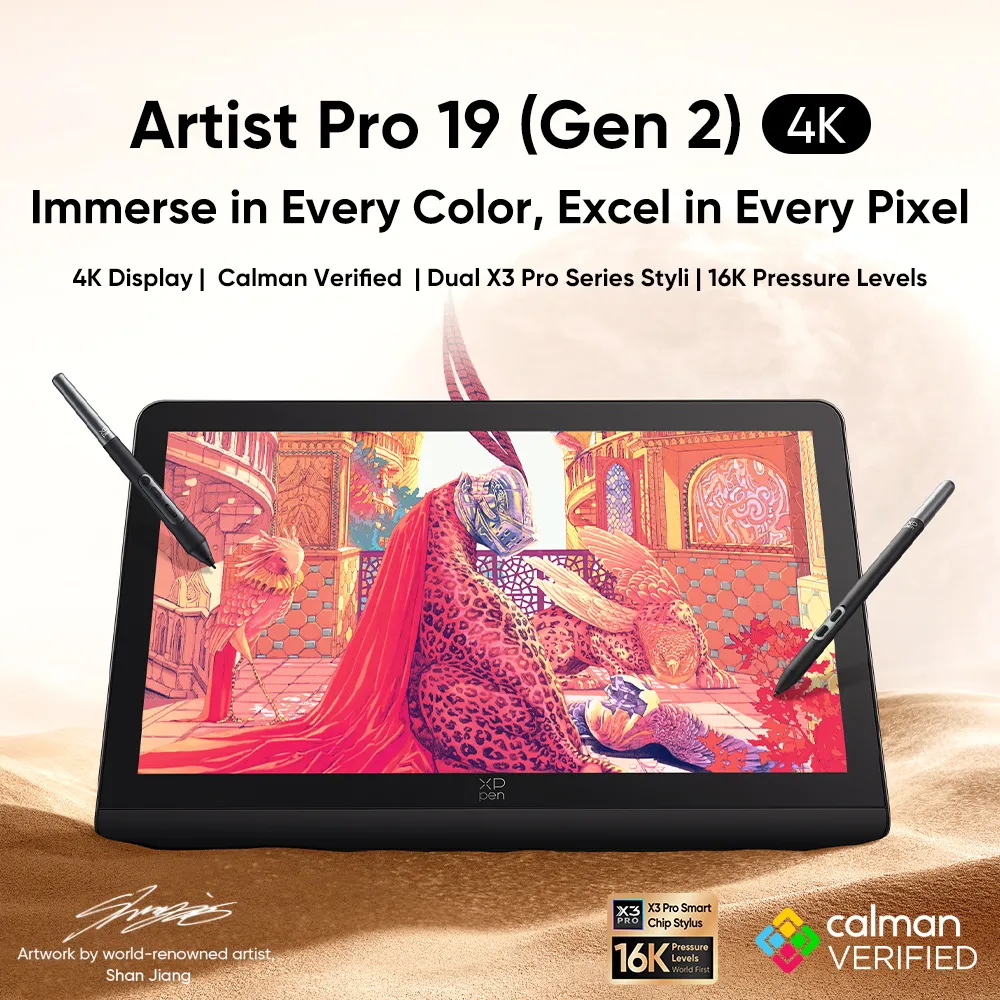 XPPen Artist Pro 19 (Gen 2) เมาส์ปากกา จอวาดรูป (4K) ขนาด 19 นิ้ว แรงกดปากกา 16,384 ระดับ ...