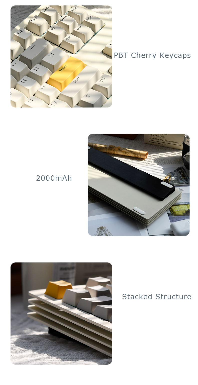 คีย์บอร์ดเกมมิ่ง Ajazz AKC087 87Key TKL Steel-Stacked Body Frame Yellow Switch Mechanical ...