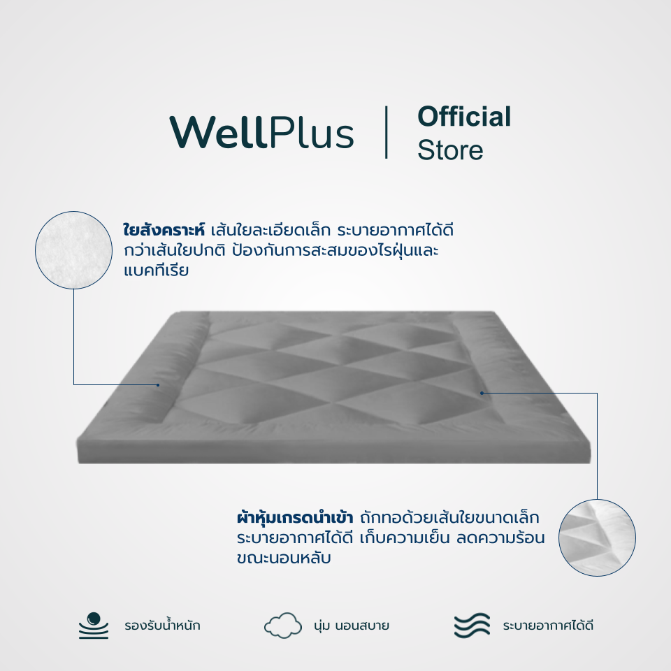 Wellplus topper ท็อปเปอร์ขนห่านเทียม นุ่มแน่น ฟู นอนสบาย รุ่น Senorita หนา 3 นิ้ว [ขนาด 3.5/5/6 ...