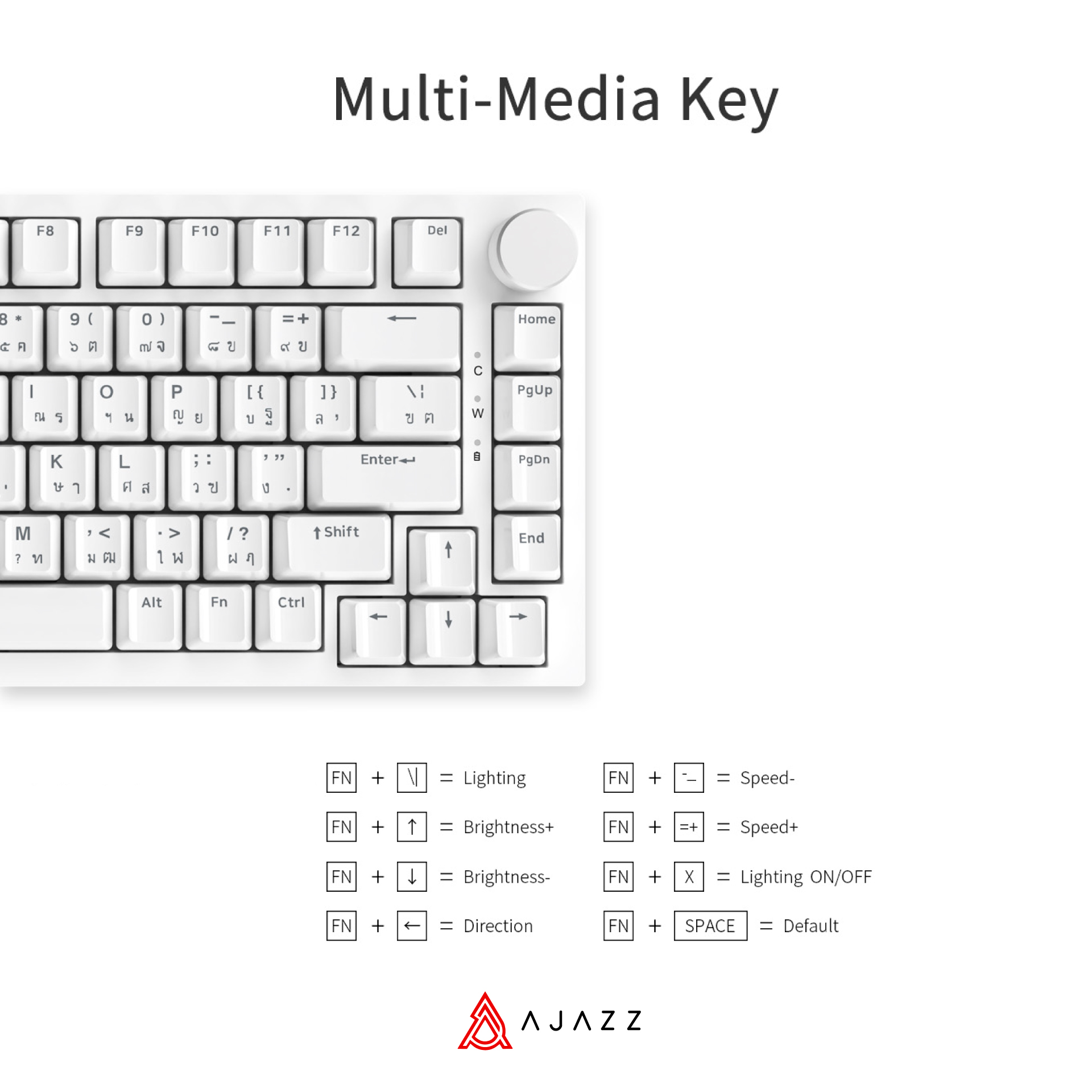 คีย์บอร์ดเกมมิ่ง Ajazz AK820 82Key Gasket Hotswap Wired Mechanical ...