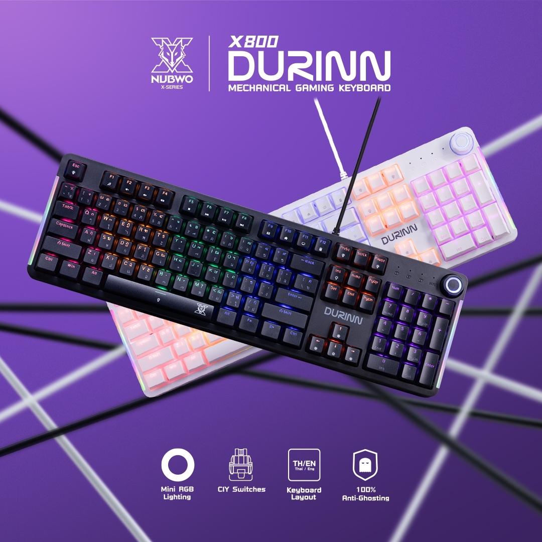 Nubwo คีย์บอร์ดเกมมิ่ง DURINN Mini RGB มีให้เลือก 2 สี Blcak/White 2 ...