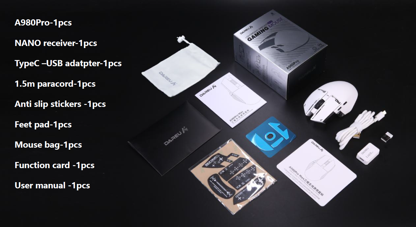 DAREU A980 PRO MAX 8Khz Three Mode Mouse เม้าส์เกมมิ่งไร้สาย 8Khz มีจอ TFT | Shopee Thailand