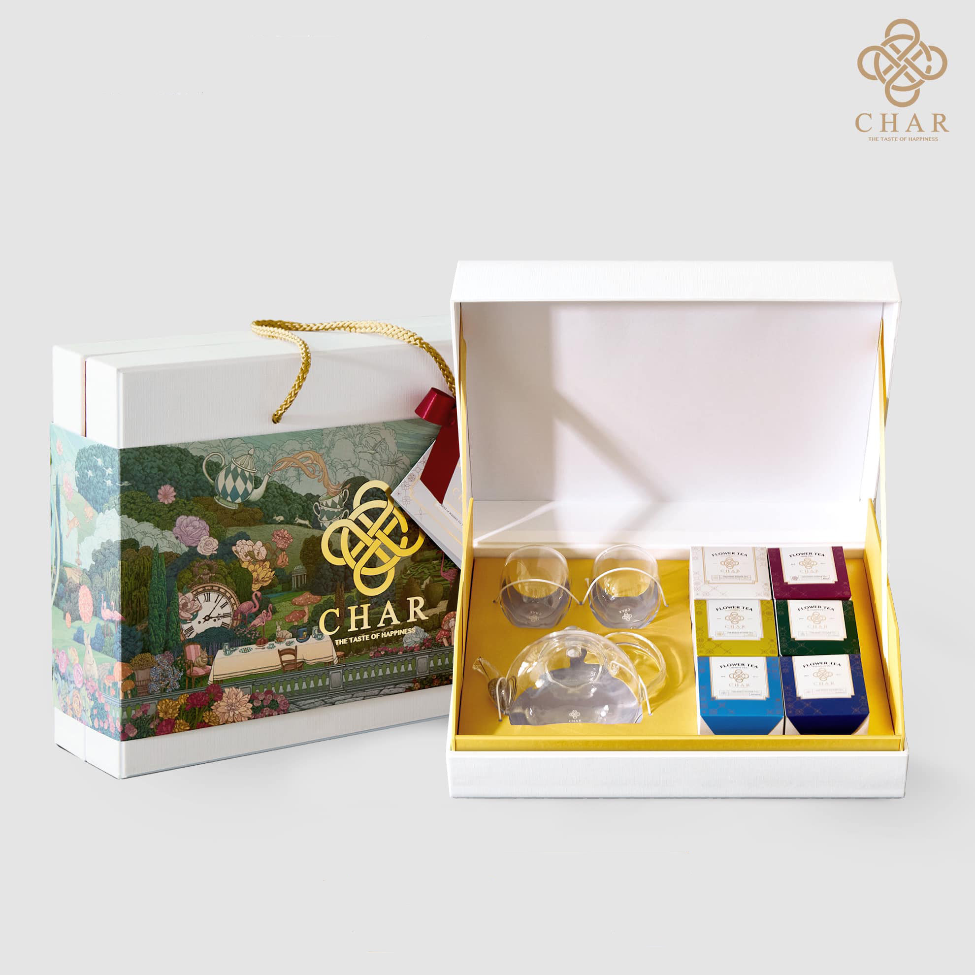 CHAR Premium Box Set D (ชุดชาดอกไม้ x6) + กาน้ำชา/ แก้วสองชั้น | ชุด ...