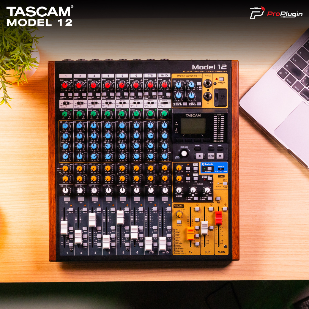 Tascam MODEL 12 Mixer รองรับการบันทึกเสียง คุณภาพระดับมืออาชีพ live streaming (ProPlugin ...