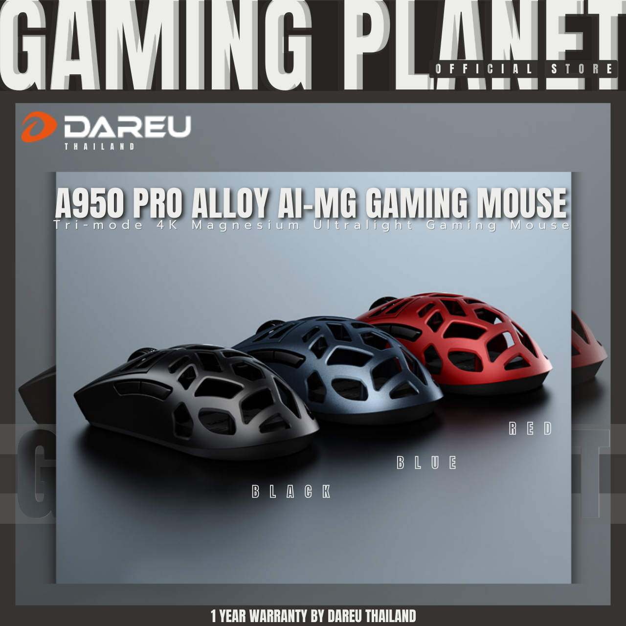 DAREU A950 Premium Al-Mg Alloy เม้าส์ไร้สายวัสดุแมกนีเซียมอัลลอยด์ 4KHz ...