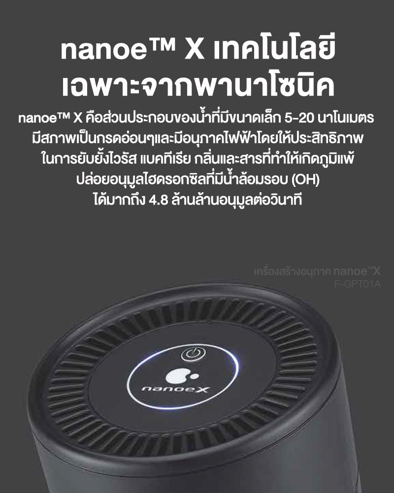 Panasonic เครื่องสร้างอนุภาค nanoeX และ ฟอกอากาศ รุ่น F-GPT01AKT nanoe ...