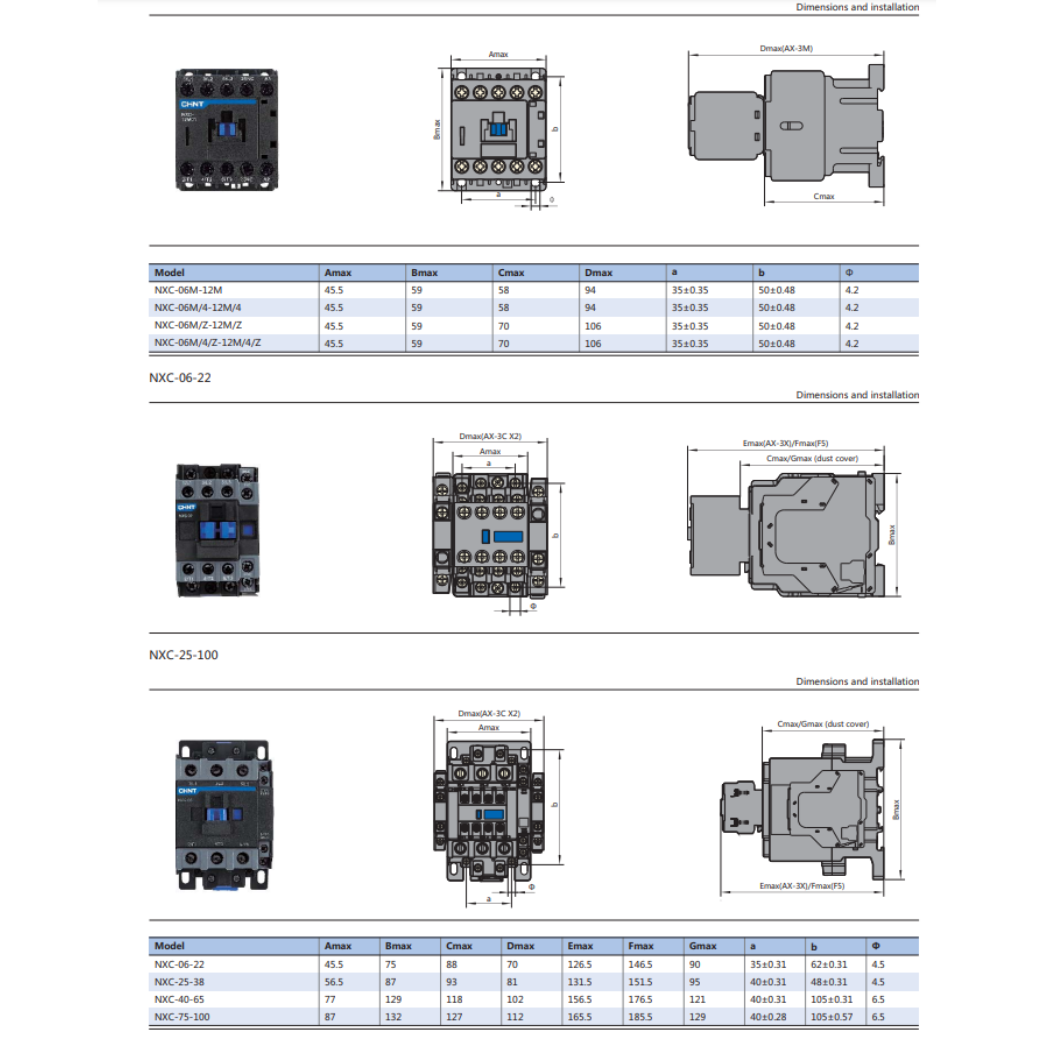CHINT คอนแทคเตอร์ NXC-100 230V - 380V 50/60Hz 1NO+1NC Magnetic ...