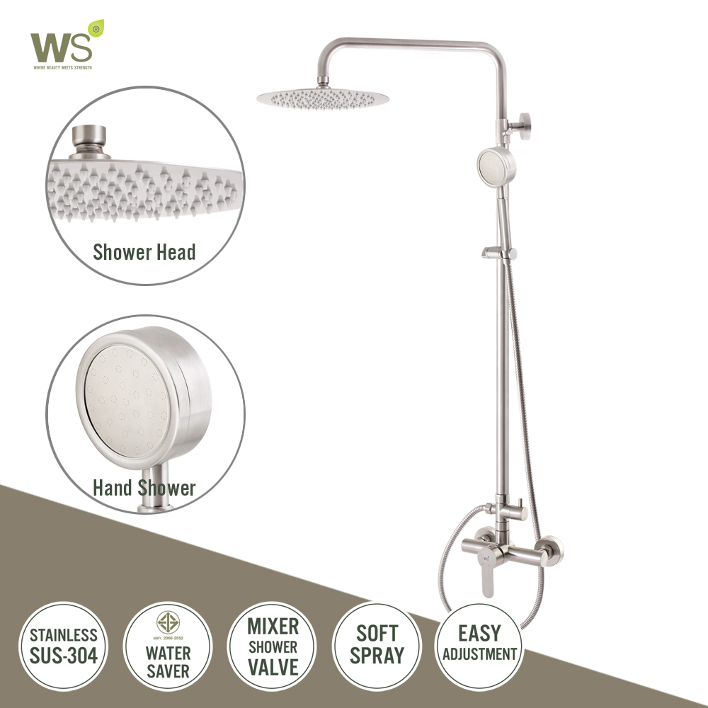 WS เรนชาวเวอร์ผสม สแตนเลส304 ฝักบัวก้านแข็ง ฝักบัวอาบน้ำ WS-80102R ...