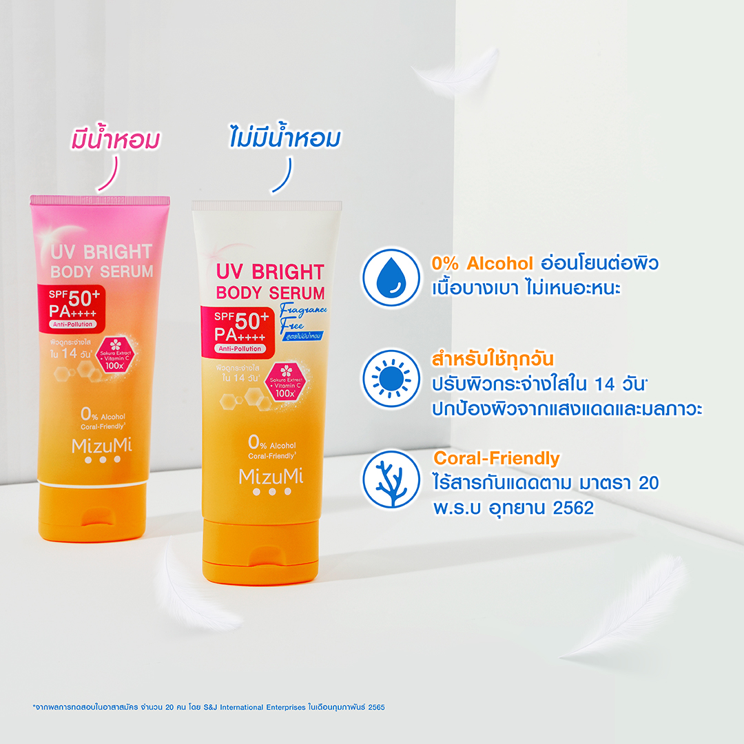 MizuMi UV Bright Body Serum Fragrance Free (180 ml) เซรั่มกันแดดทาผิวกาย เบาสบายผิว สูตรอ่อนโยน ...