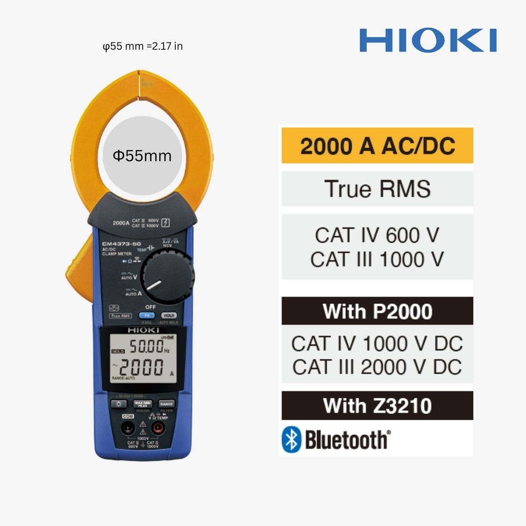 HIOKI CM4373-50 แคลมป์มิเตอร์ AC/DC คำนวณแบบ True RMS วัดกระแสสูงสุด 2000A รองรับการเชื่อม ...