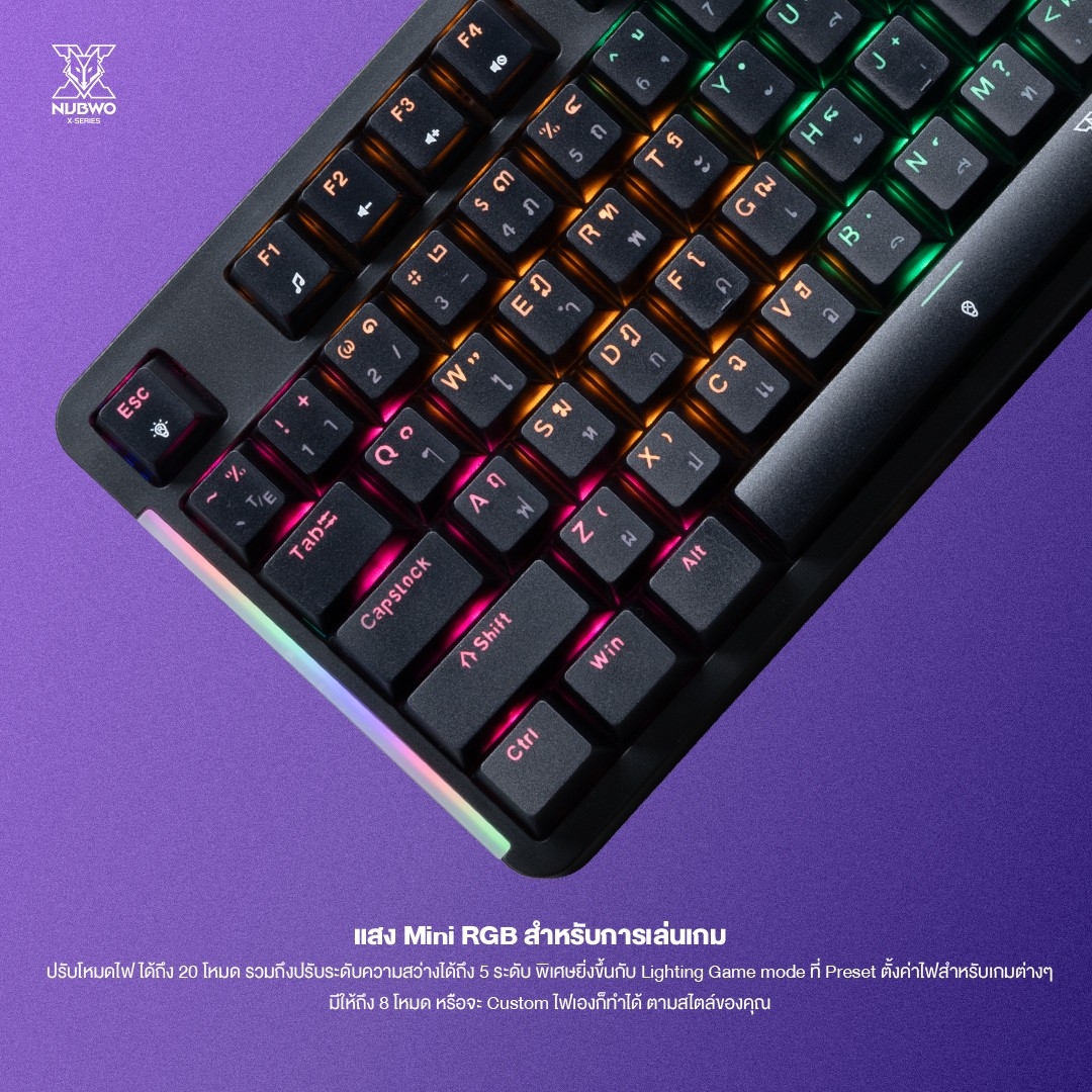 Nubwo คีย์บอร์ดเกมมิ่ง DURINN Mini RGB มี 2 สี Blcak/White 2 Switch ...
