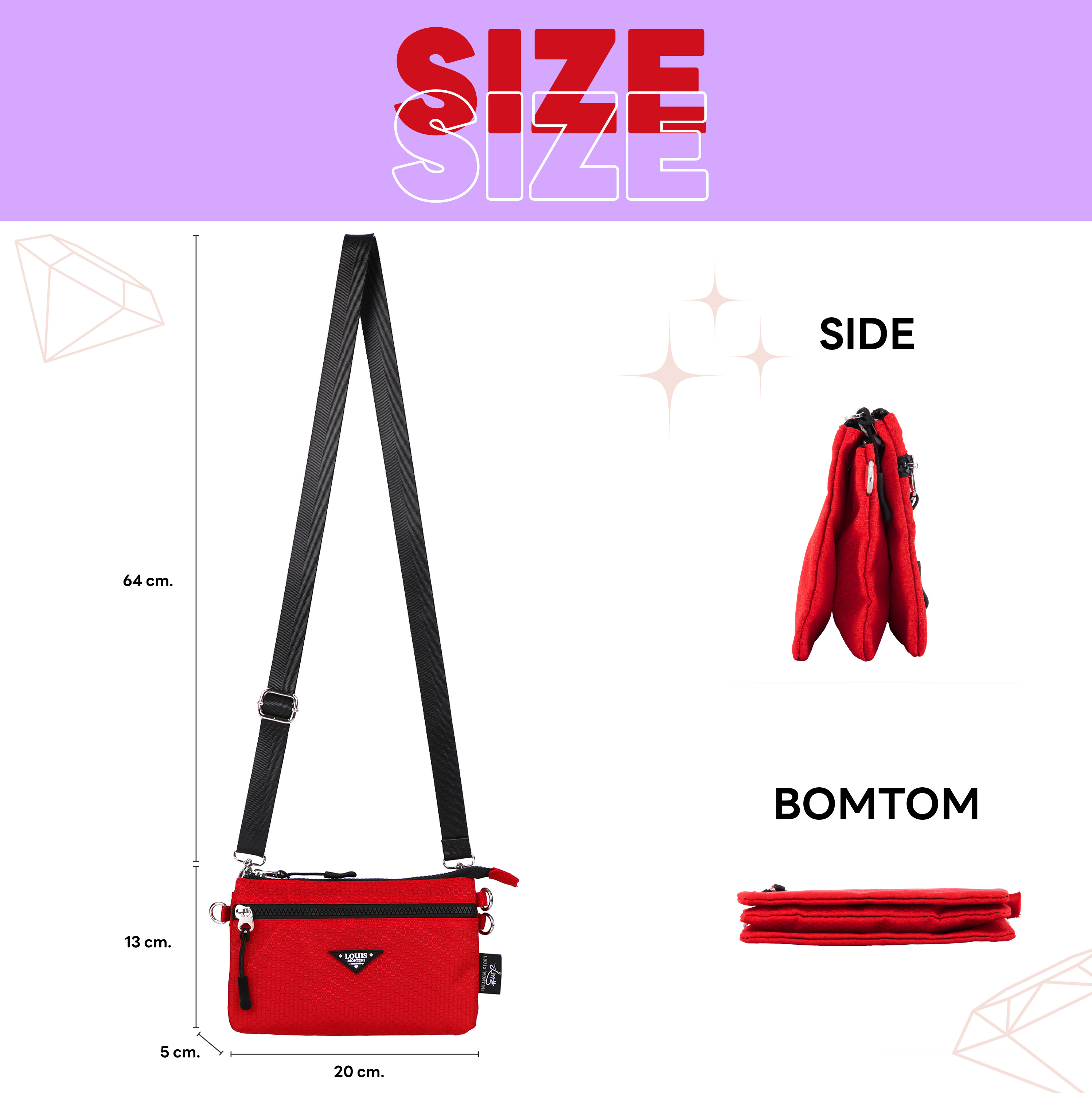[Clearance sale] [ส่งด่วนฟรี] Louis Montini ( Nylon Bag ) กระเป๋าสะพาย ...