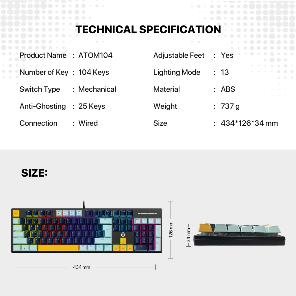 FANTECH รุ่น MK889 คีย์บอร์ดเกมมิ่ง KEYBOARD MECHANICAL คีย์บอร์ด RGB ...