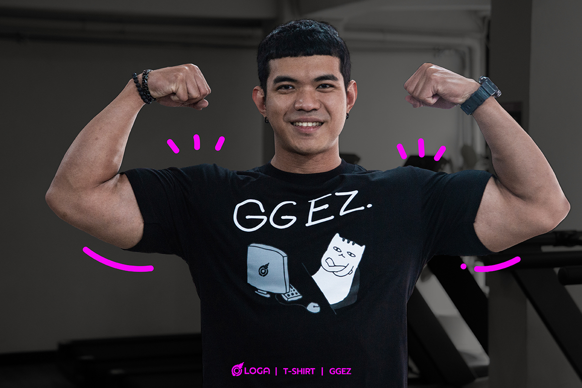 เสื้อยืดเกมเมอร์ GG EZ ดีไซน์โดย LOGA | Shopee Thailand