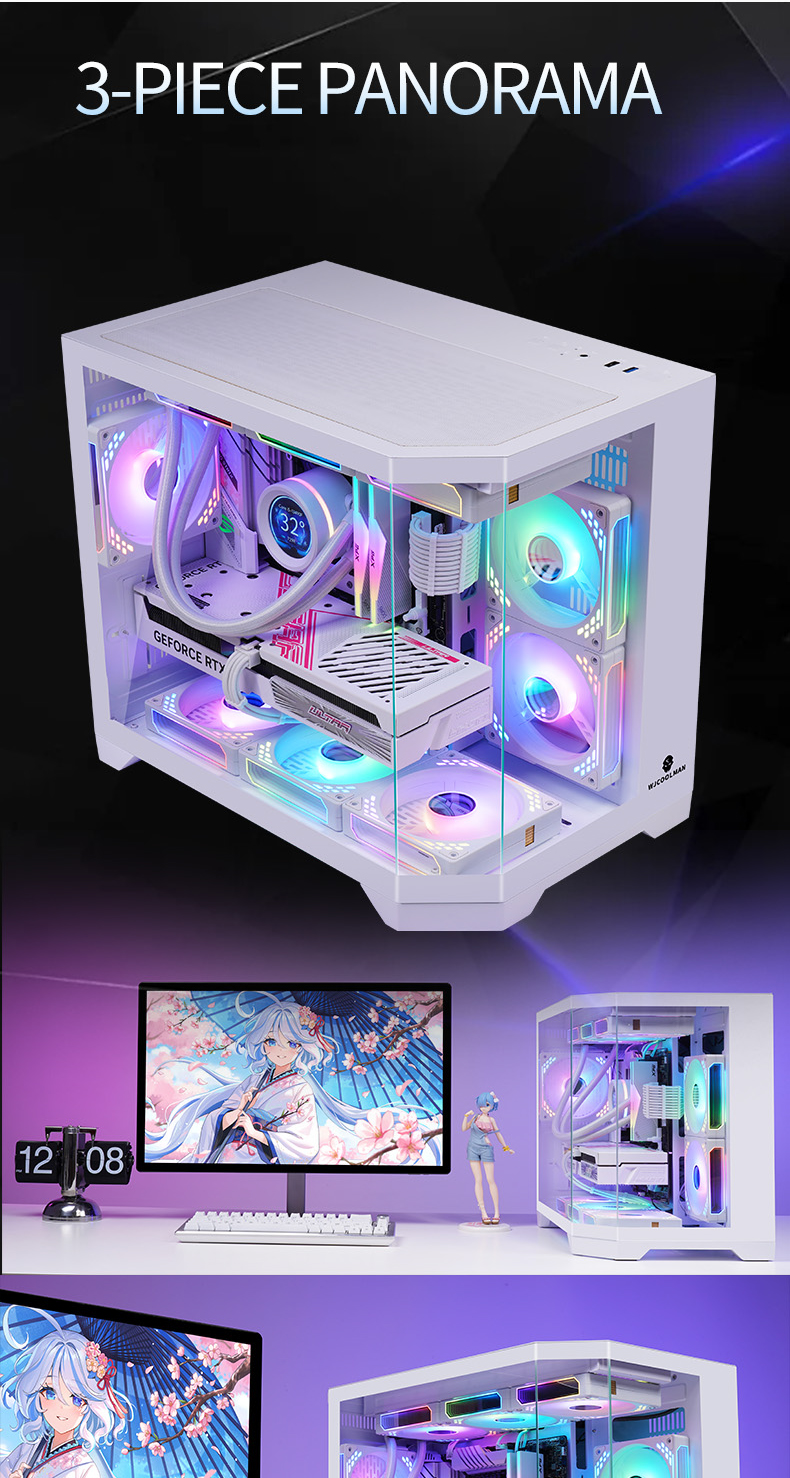 เคสคอมพิวเตอร์ WJCOOLMAN Dreamer MATX Panorama Tempered Gaming Case (No ...