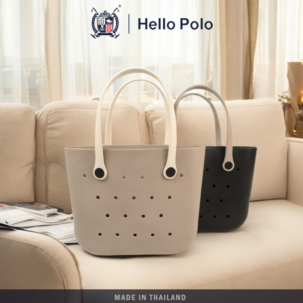 Hello Polo กระเป๋า ชายหาด ผู้หญิงกระเป๋าถือ แบบกันน้ำ ทนต่อการสึกหรอ ...