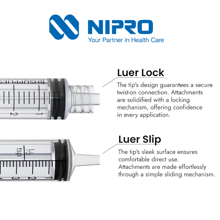 Nipro ไซริ้งค์พลาสติก นิปโปร 1ml, 3ml, 5ml, 10ml 20ml จำหน่ายต่อกล่อง สามารถเลือกได้ Luer Slip ...