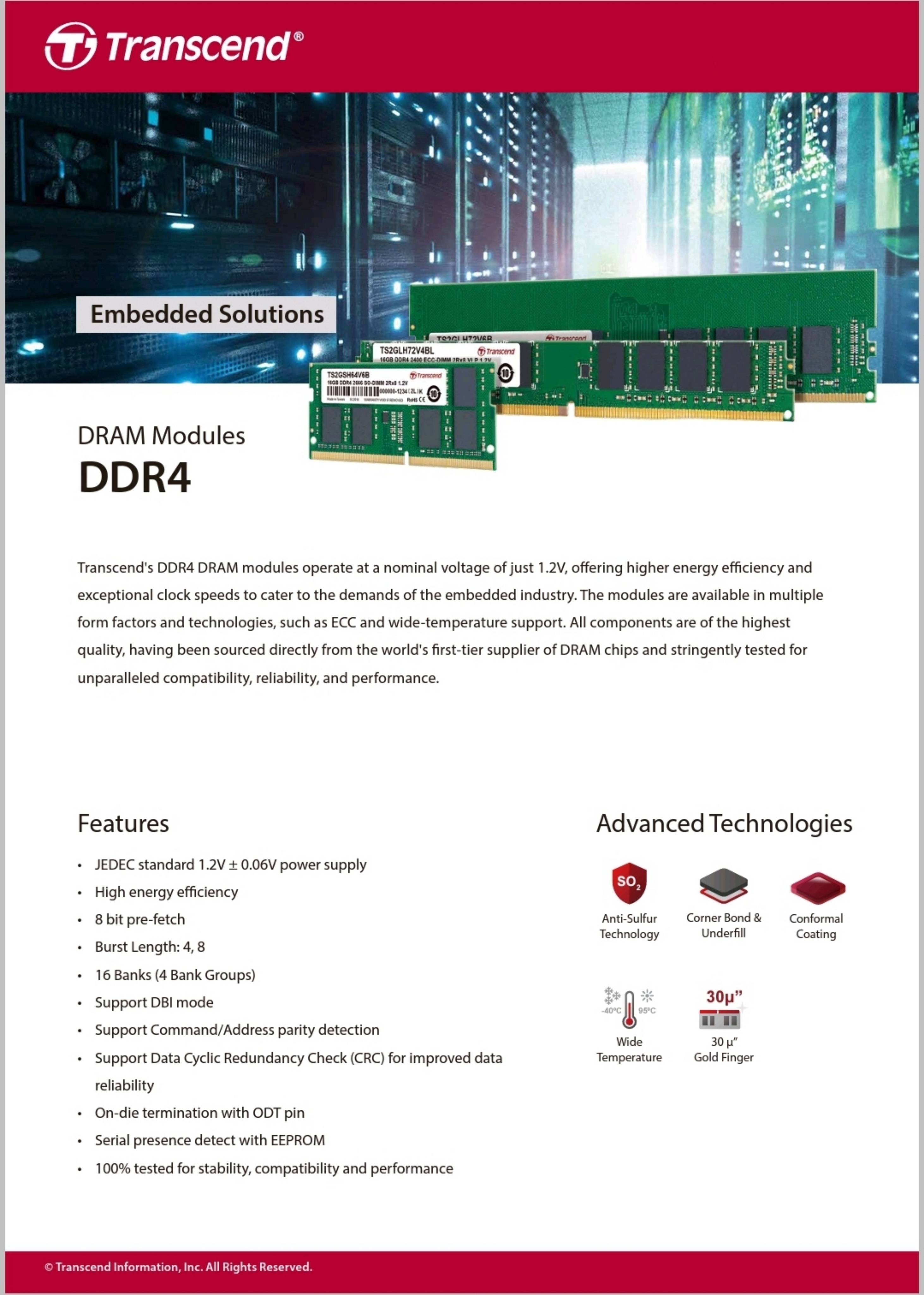 TRANSCEND RAM 16GB DDR4-3200 ECC SO-DIMM รุ่น TS2GSH72V2B ประกัน LIFE ...