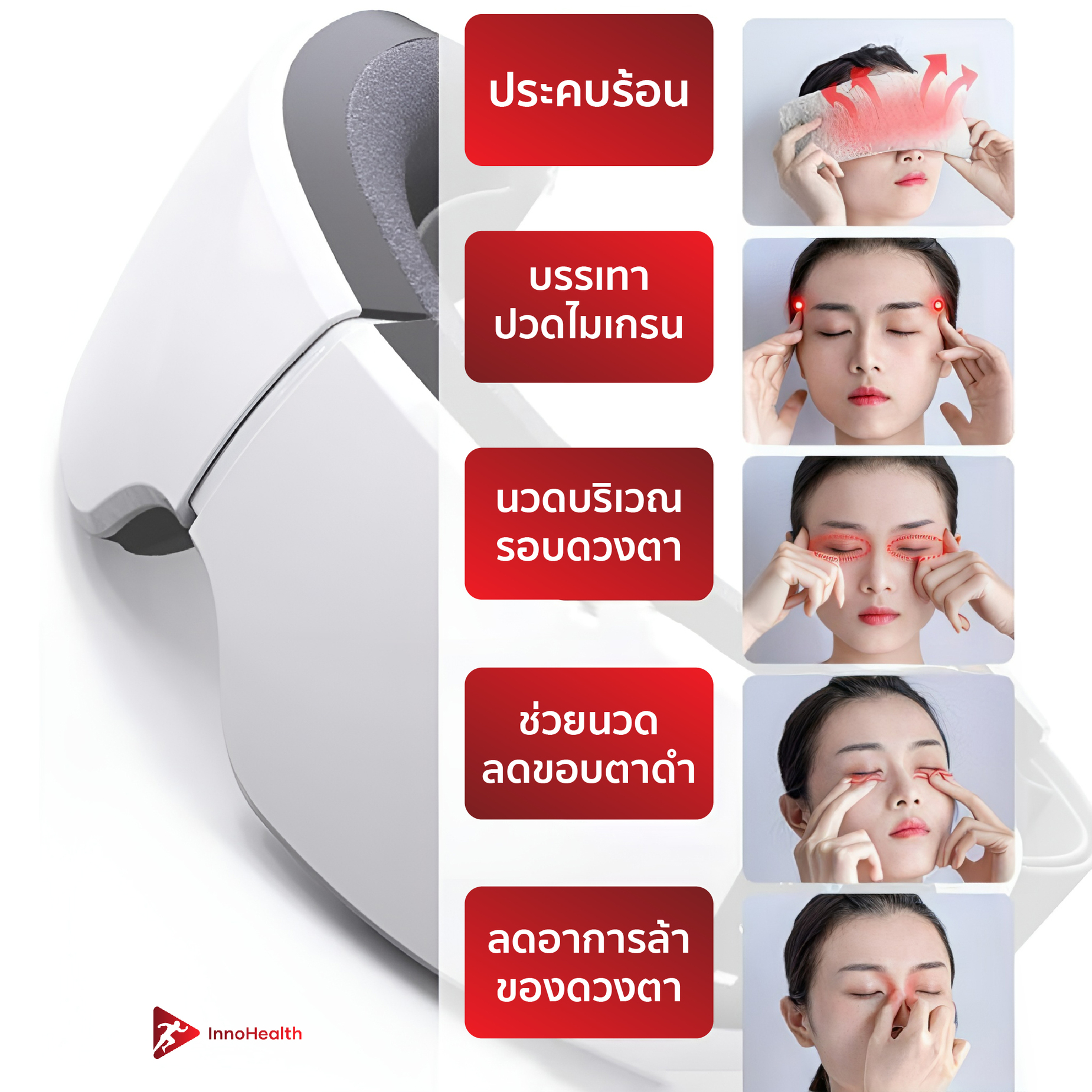 InnoEye เครื่องนวดตา InnoHealth มีฟังชั่นนวดคลึงขมับ คลายปวดไมเกรน มี ...