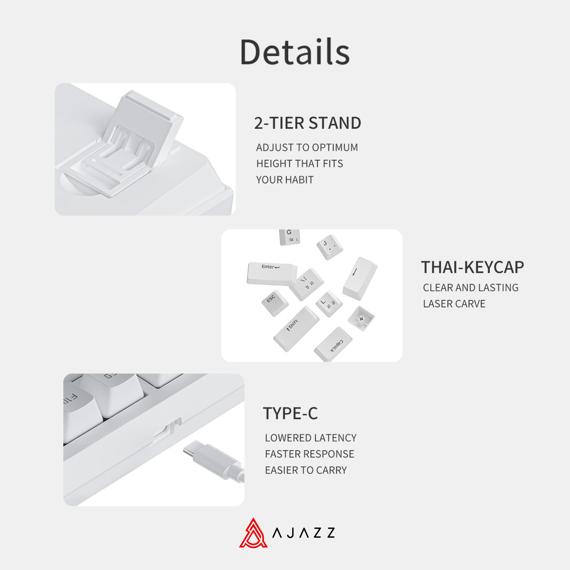 คีย์บอร์ดเกมมิ่ง Ajazz AK820 82Key Gasket Hotswap Wired Mechanical ...