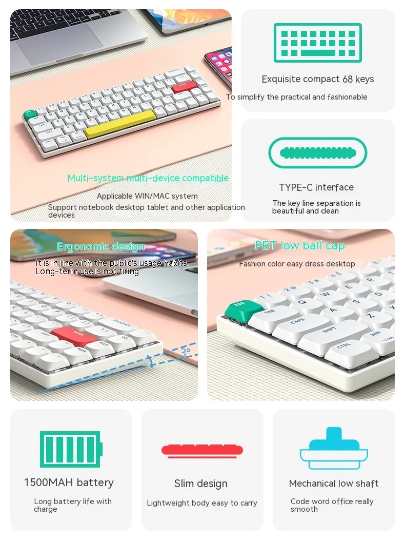 คีย์บอร์ดเกมมิ่ง XINMENG C68 Ultra-Slim | Mechanical Low Profile 68 ...