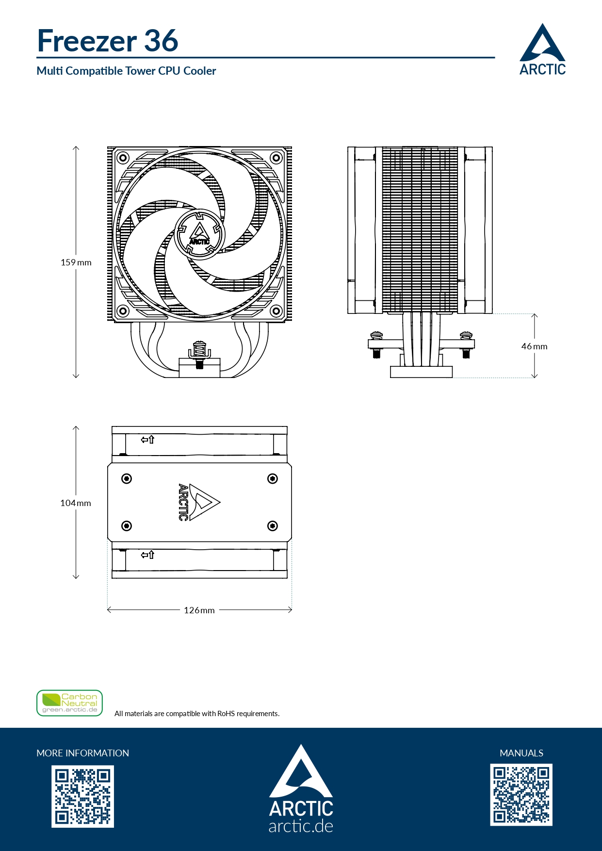ARCTIC FREEZER 36 BLACK (CPU AIR COOLER / ชุดระบายความร้อนซีพียูด้วยลม ...