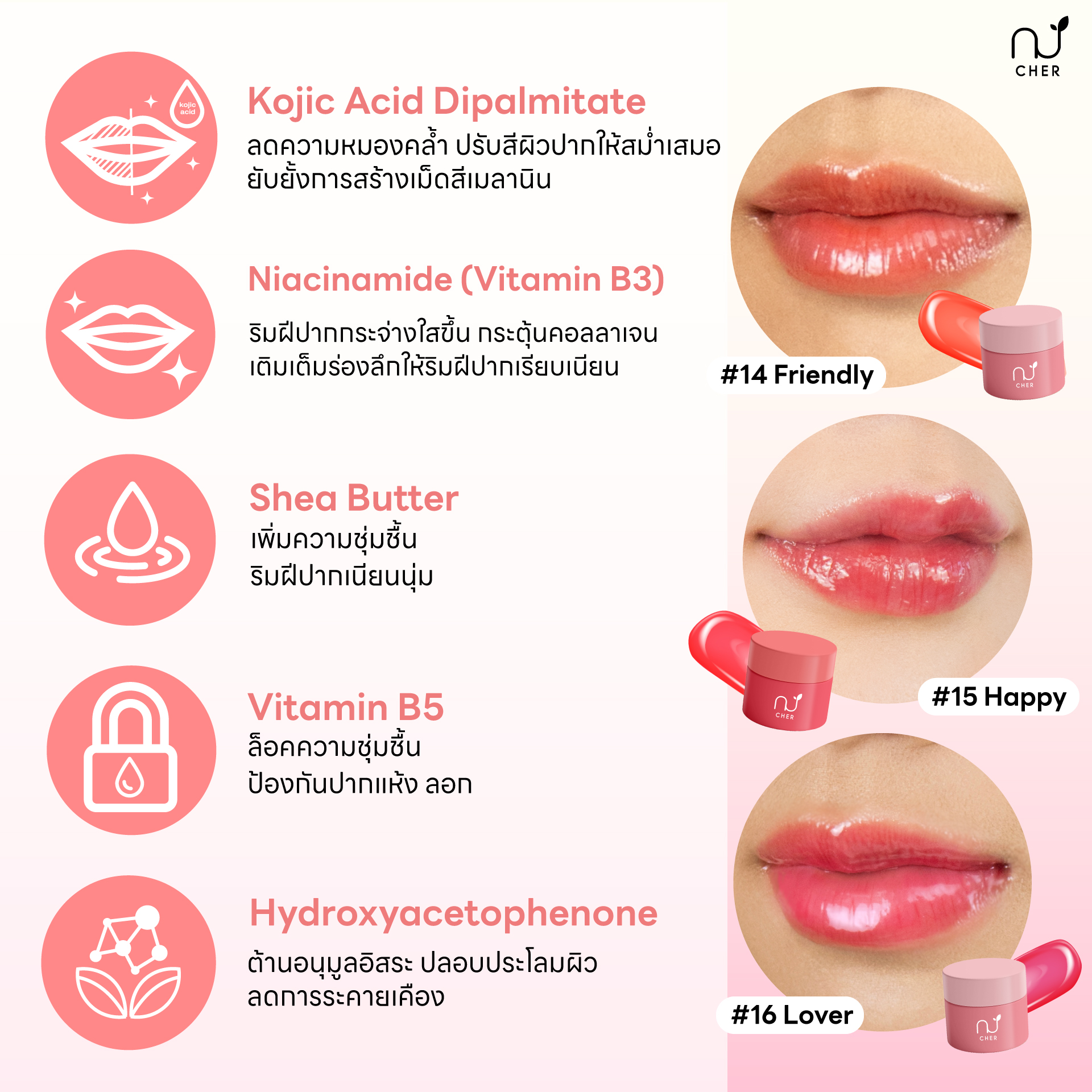 CHER Whitening Jelly Lip Mask เฌอ เจลลี่ลิปมาสก์ แก้ปากแตก ปากคล้ำ ...