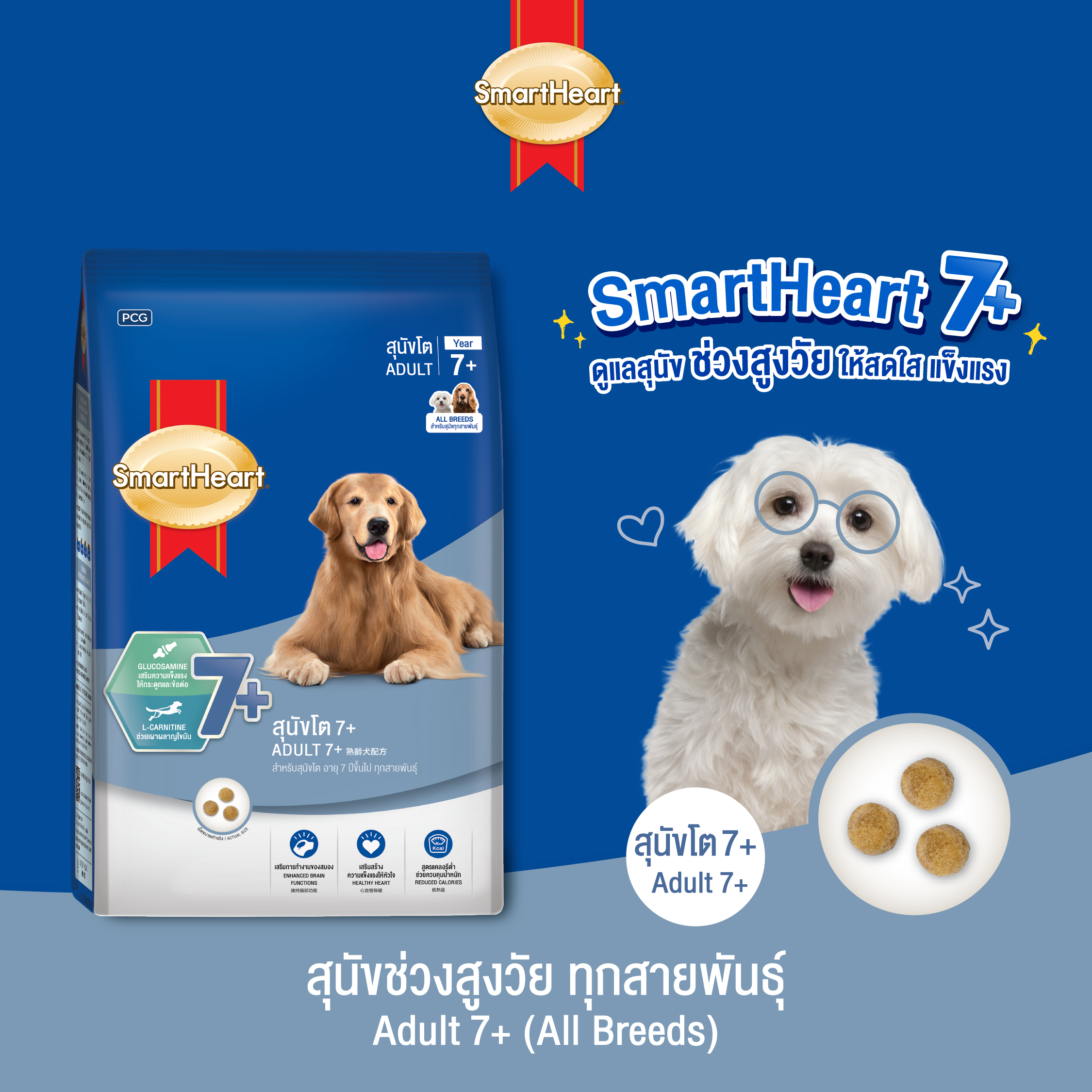 [ใหม่!]สมาร์ทฮาร์ท อาหารสุนัขโต อายุ 7 ปีขึ้นไป ทุกสายพันธุ์ 8กก. ...