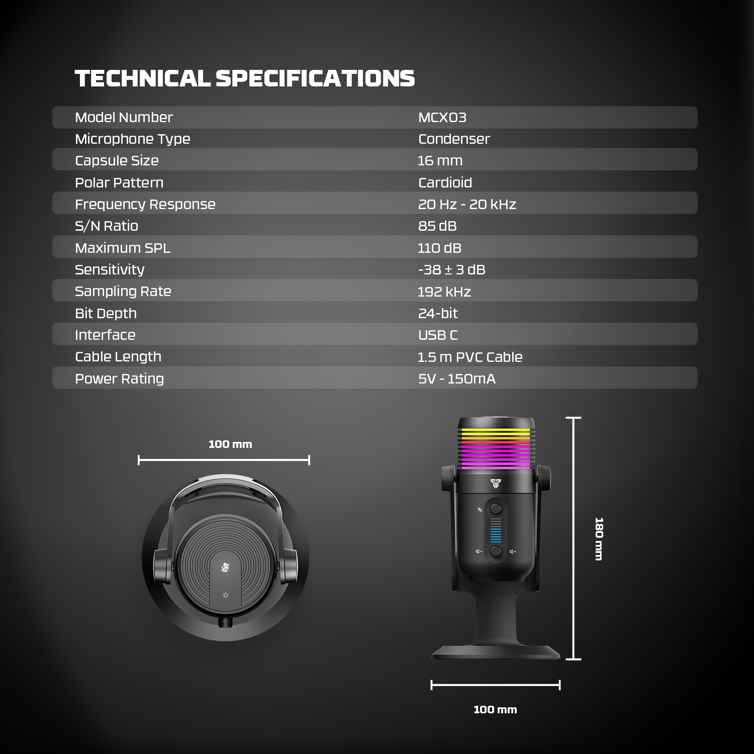 FANTECH รุ่น MCX03 ไมค์ตั้งโต๊ะ ไมค์คอมพิวเตอร์ ไมค์ร้องเพลง ไมค์อัดเสียง ไมค์ไลฟ์สด เสียงใส ไร้ ...