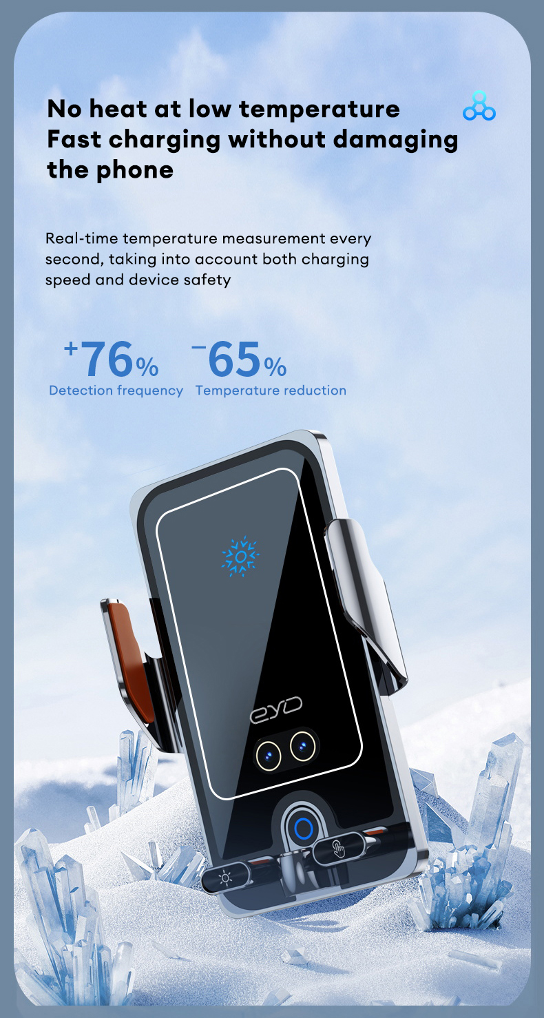 EYD F18 66W ชาร์จเร็วสุดๆ ที่ชาร์จไร้สายในรถยนต์ ที่วางโทรศัพท์ แคลมป์อัตโนมัติ ใช้ได้กับ ...