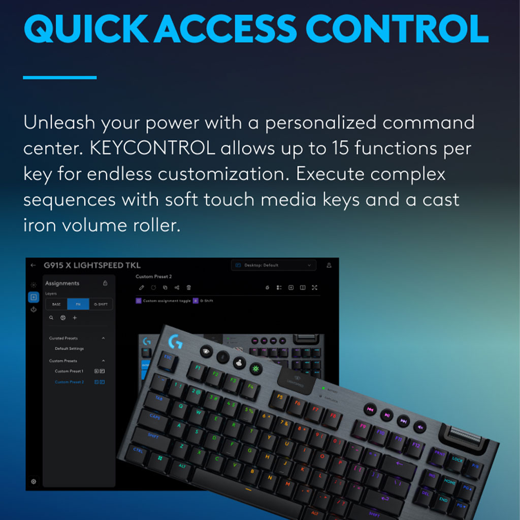 Logitech G915 X LIGHTSPEED TKL Low-Profile Wireless Gaming Keyboard ...