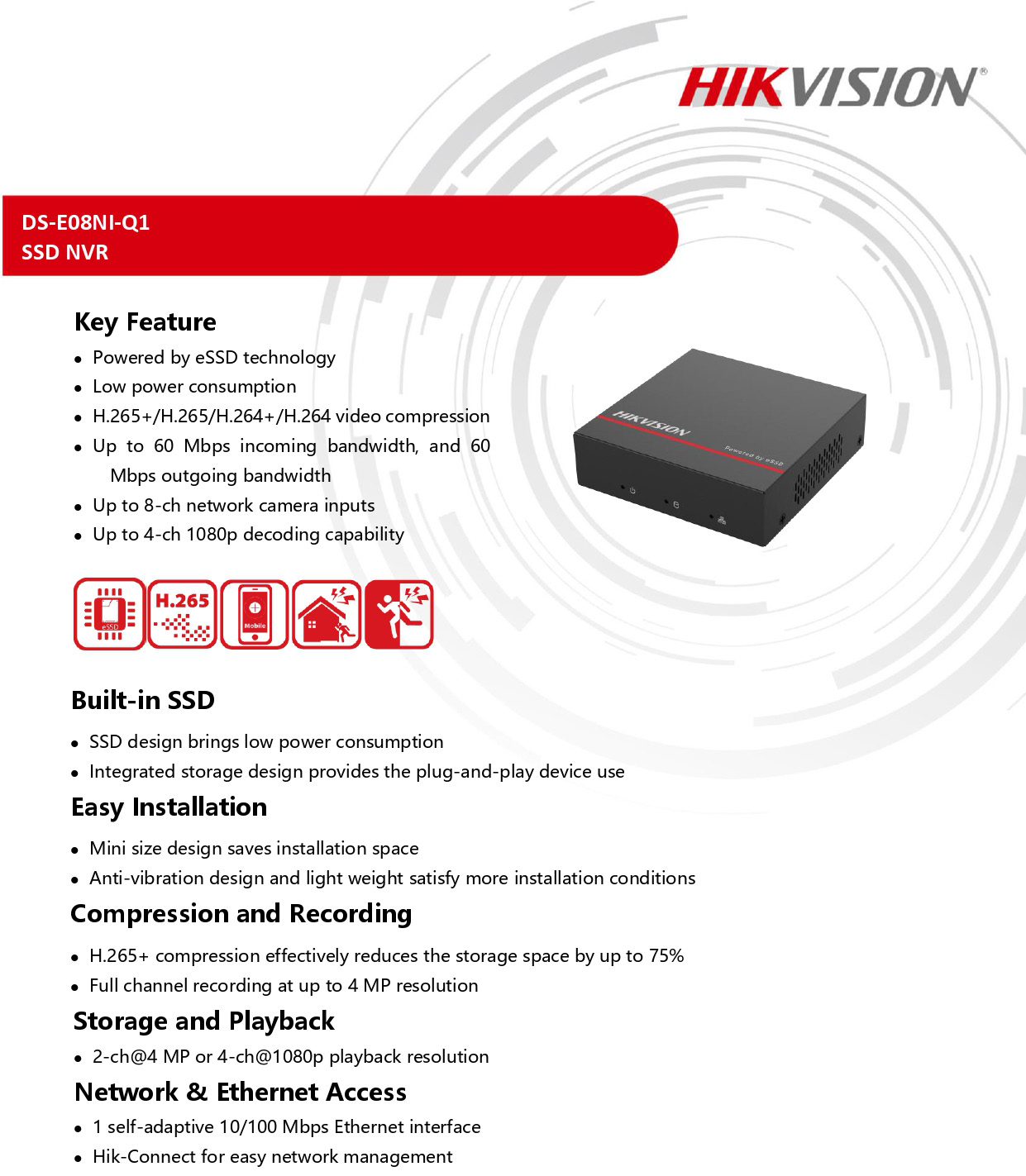 Hikvision DS-E08NI-Q1 eNVR SSD 1TB 8Ch เครื่องบันทึกกล้องวงจรปิด | Shopee Thailand