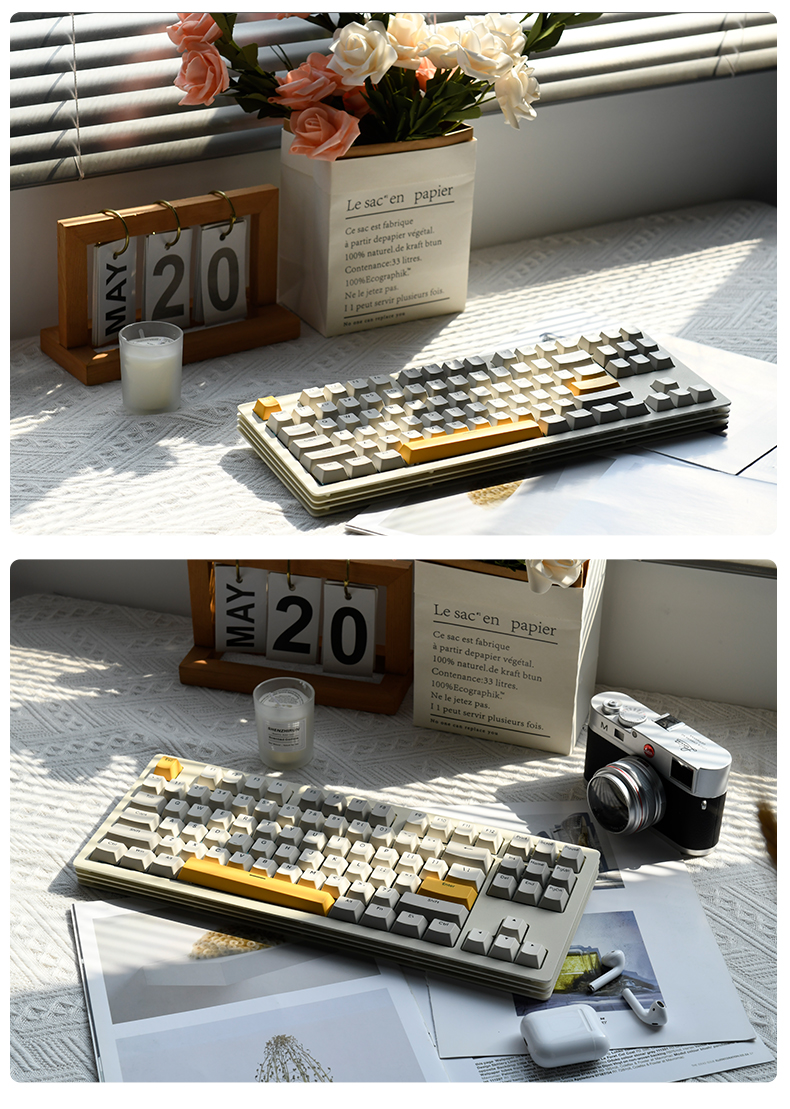 คีย์บอร์ดเกมมิ่ง Ajazz AKC087 87Key TKL Steel-Stacked Body Frame Yellow Switch Mechanical ...