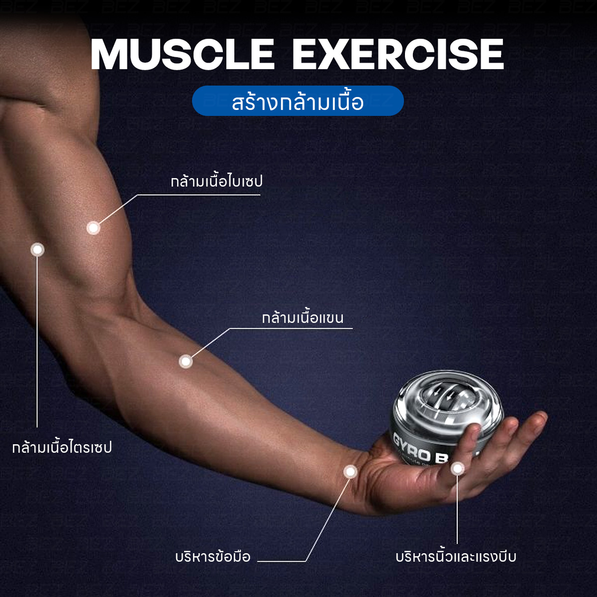 BEZ บอลบริหารข้อมือ gyro ball ไจโรบอล ลูกบอลบริหารมือ Power ball Wrist ...