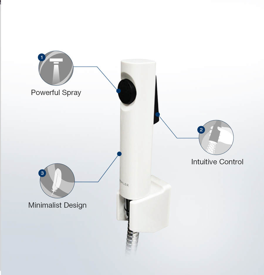 KOHLER Cuff hygiene spray w/hose and fixed wall bracket สายฉีดชำระ สี ...