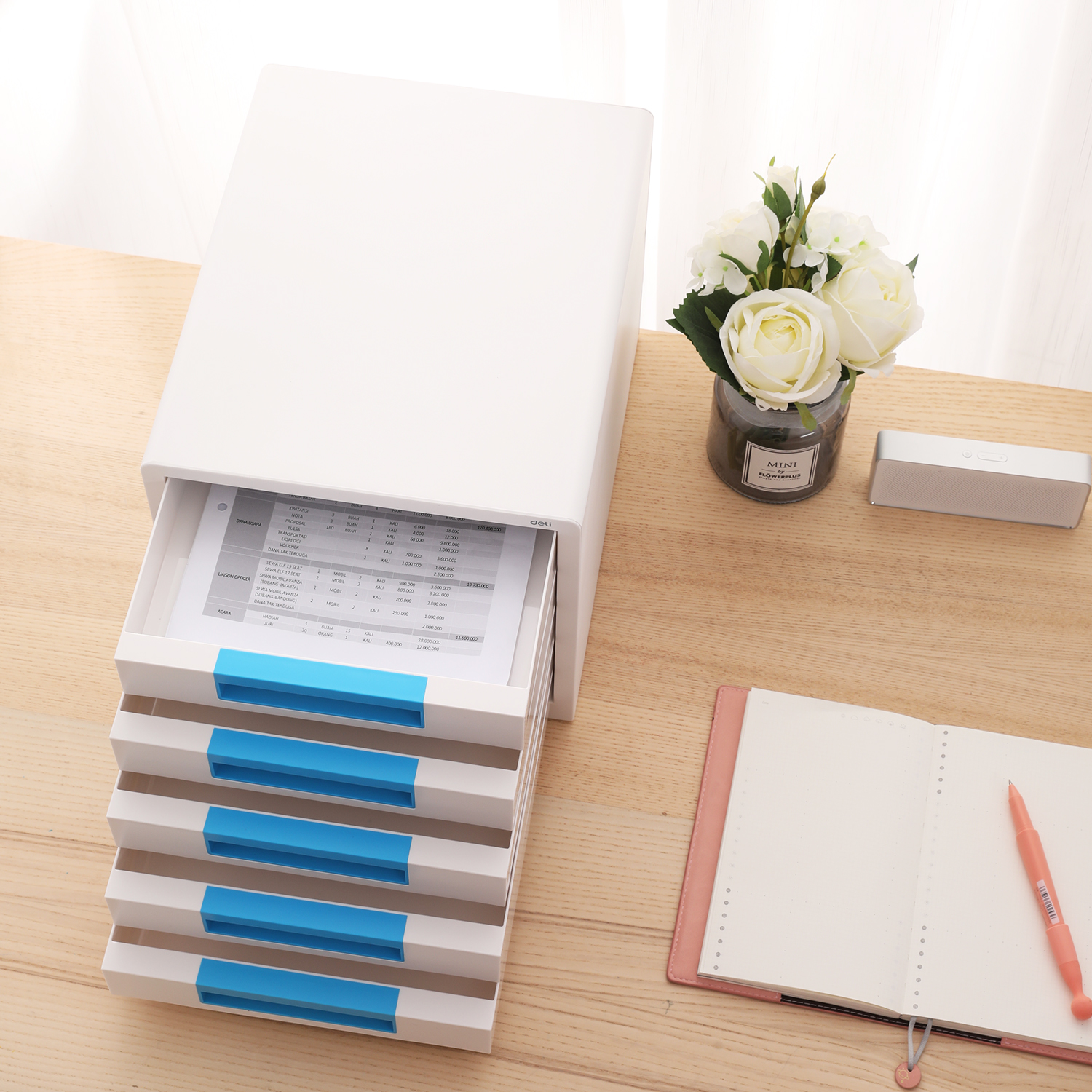 ตู้เอกสาร 5 ชั้น ขนาด A4 (ฟ้า) Deli Z01033 File Cabinet อุปกรณ์สำนักงาน ...