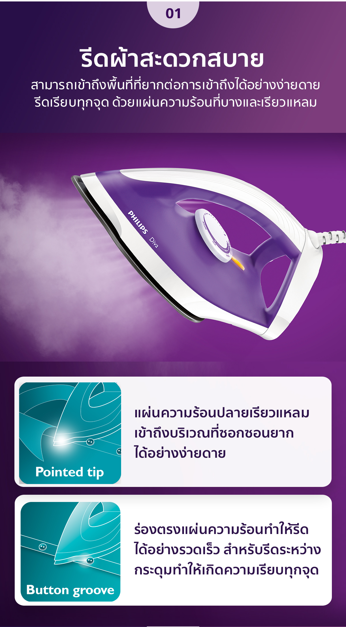 Philips Diva เตารีดแห้ง GC122/30 | Shopee Thailand