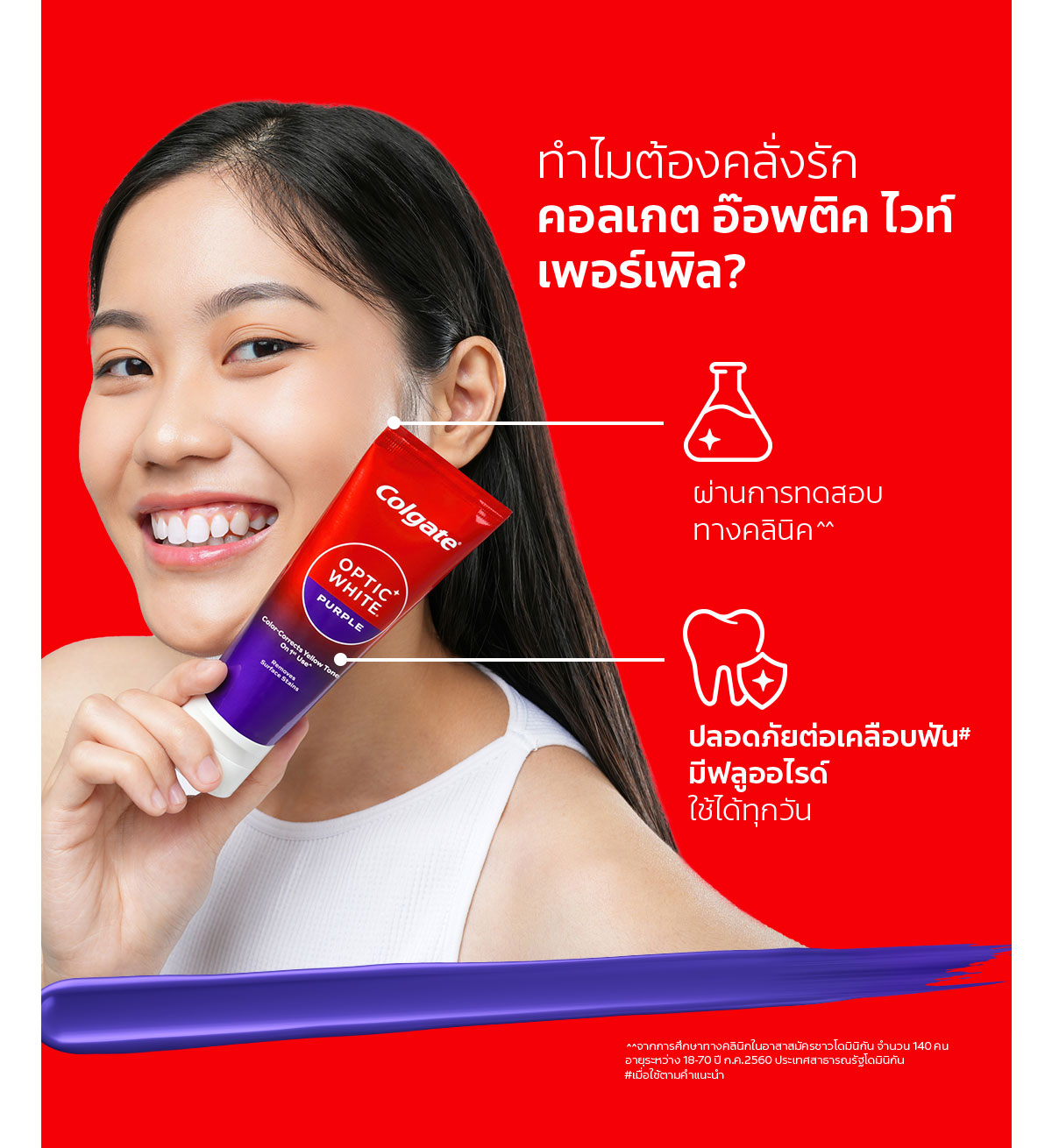 [มี 4 แพ็คให้เลือก] ยาสีฟัน คอลเกต อ๊อพติค ไวท์ เพอร์เพิล 100 กรัม ...