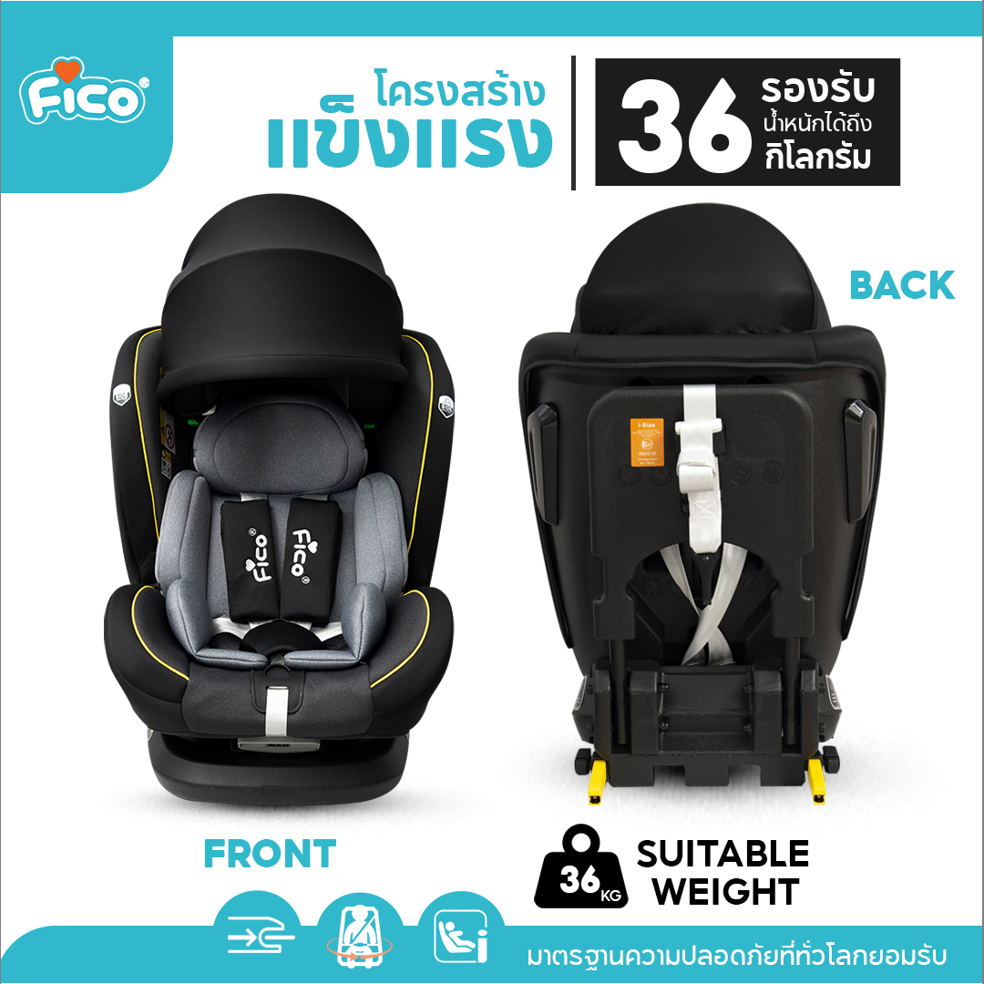 Fico คาร์ซีทหมุนได้ รุ่น HD16 สำหรับเด็กแรกเกิด-12 ปี มาตรฐาน R129 | Shopee Thailand