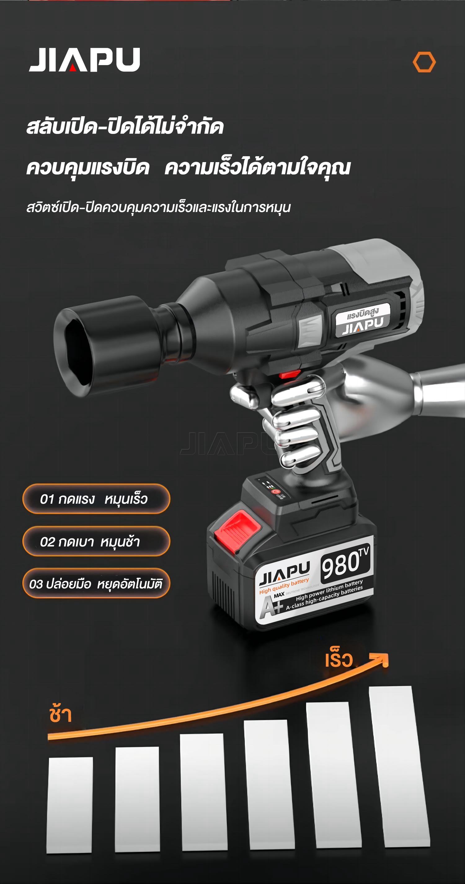 JIAPU บล็อกแบต ประแจไฟฟ้าไร้สาย คุณภาพสูง แบต 2 ก้อน ประแจไฟฟ้าประแจไฟฟ้า มีความแข็งแก | Shopee ...