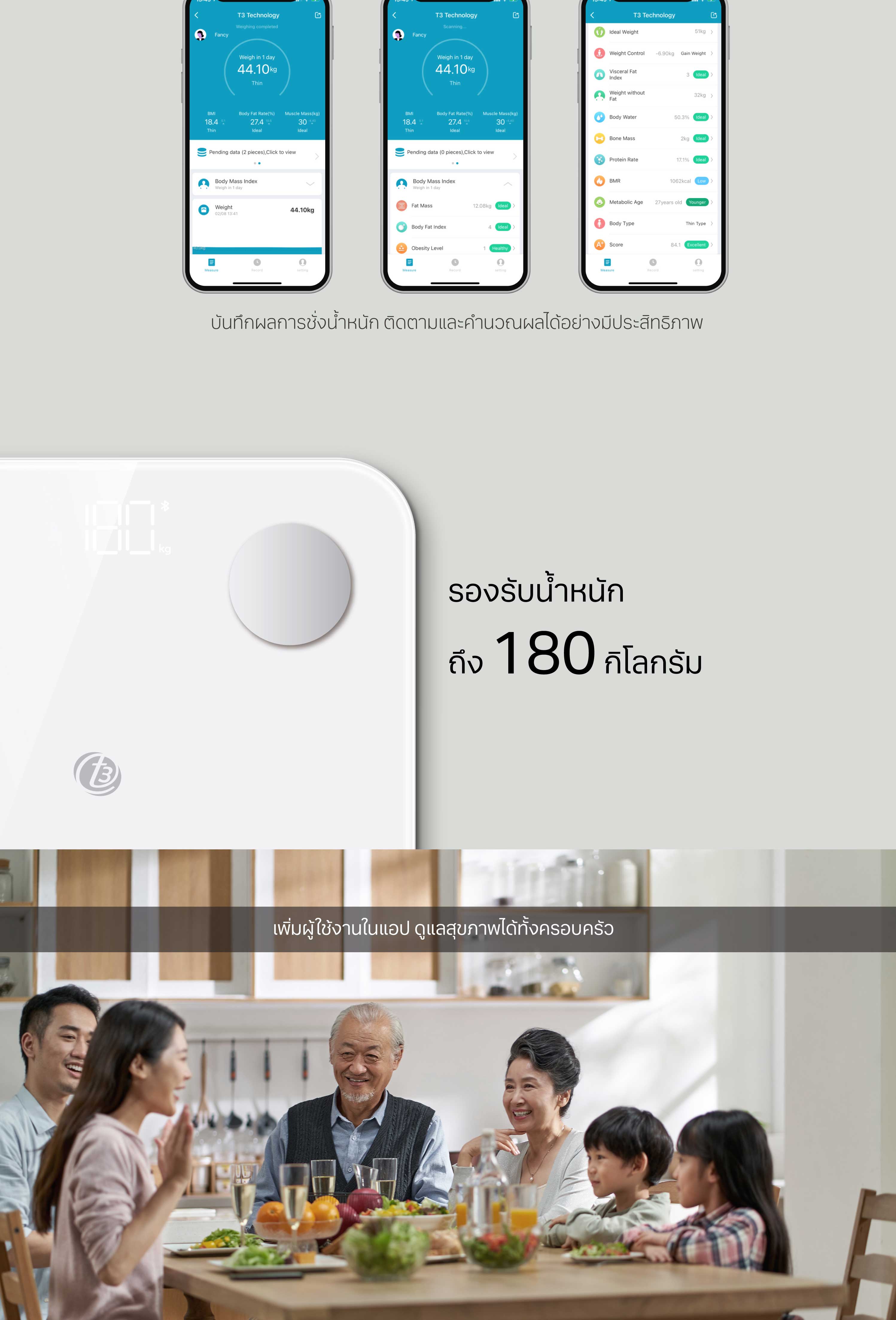 T3 Smart Weight Scale WS2 เครื่องชั่งน้ำหนักอัจฉริยะ ชั่งไขมัน ชั่ง ...