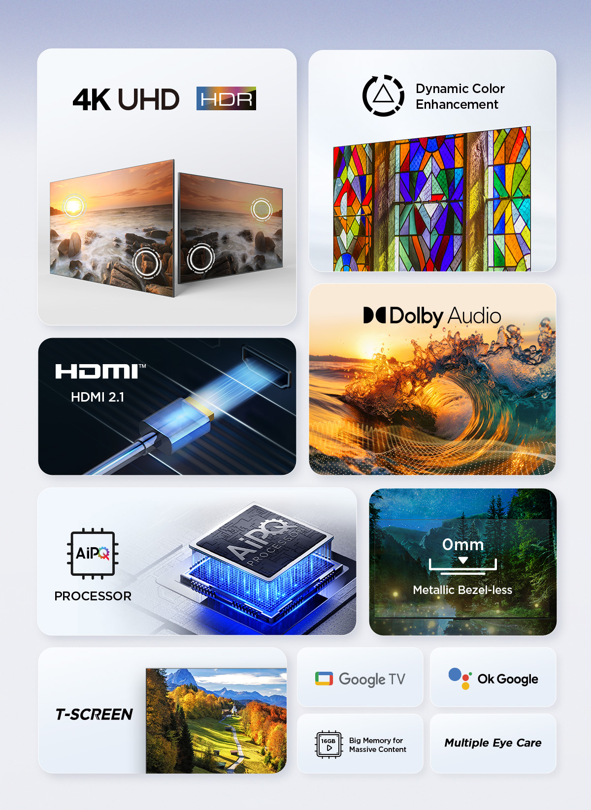 TCL ทีวี 43 นิ้ว LED 4K UHD Google TV รุ่น 43V6B Netflix/Youtube/Voice search/Edgeless/Dolby ...