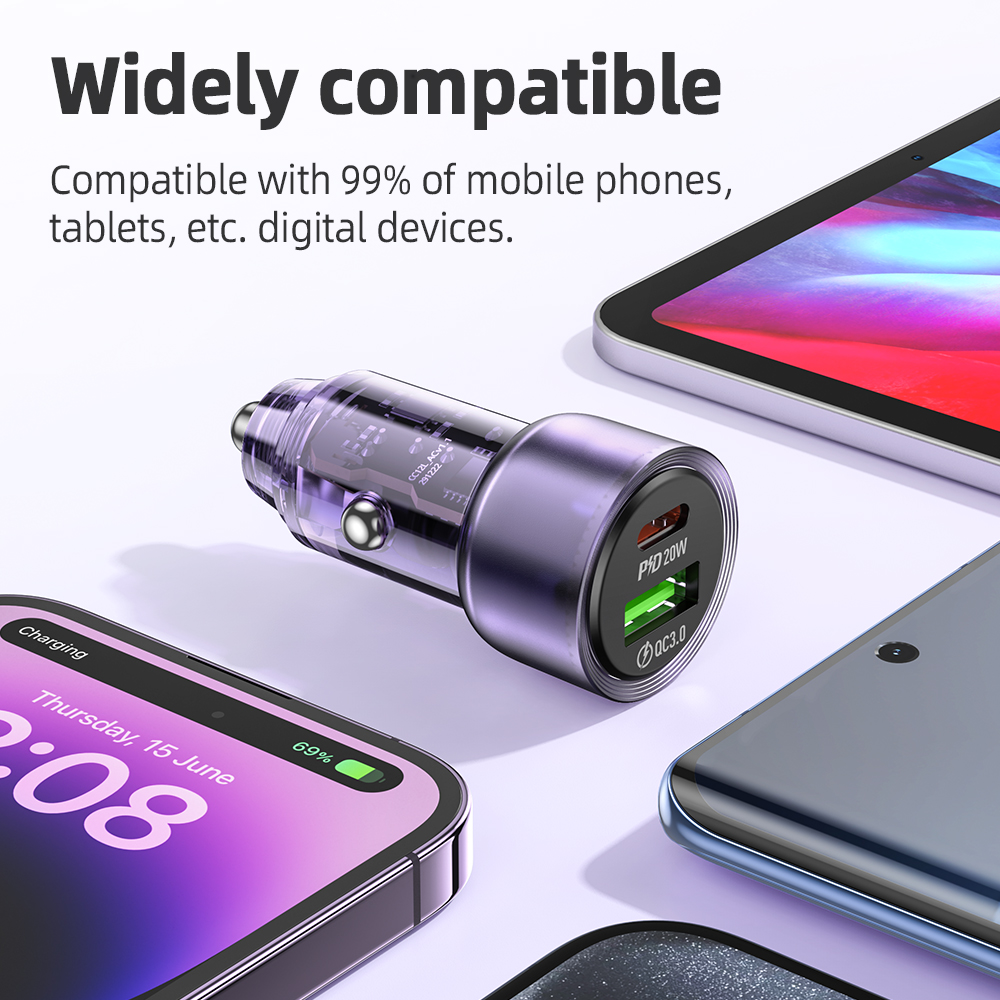 หัวชาร์จในรถ HOCO Z52 Car Charger ที่ชาร์จแบตในรถยนต์ ชาร์จเร็ว PD38W ...