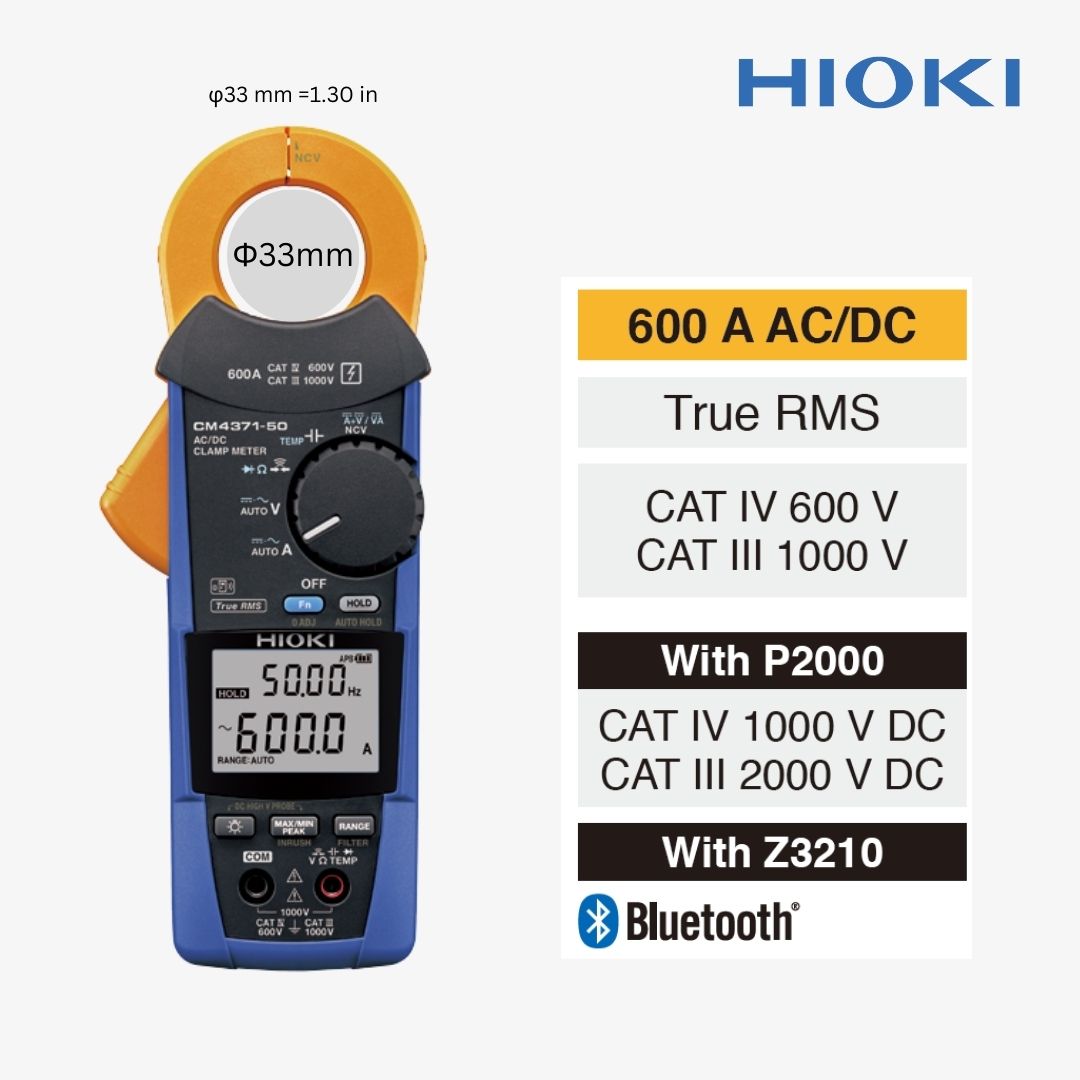 HIOKI CM4371-50 แคลมป์มิเตอร์ AC/DC คำนวณแบบ True RMS วัดกระแสสูงสุด 600 A รองรับการเชื่อม ...