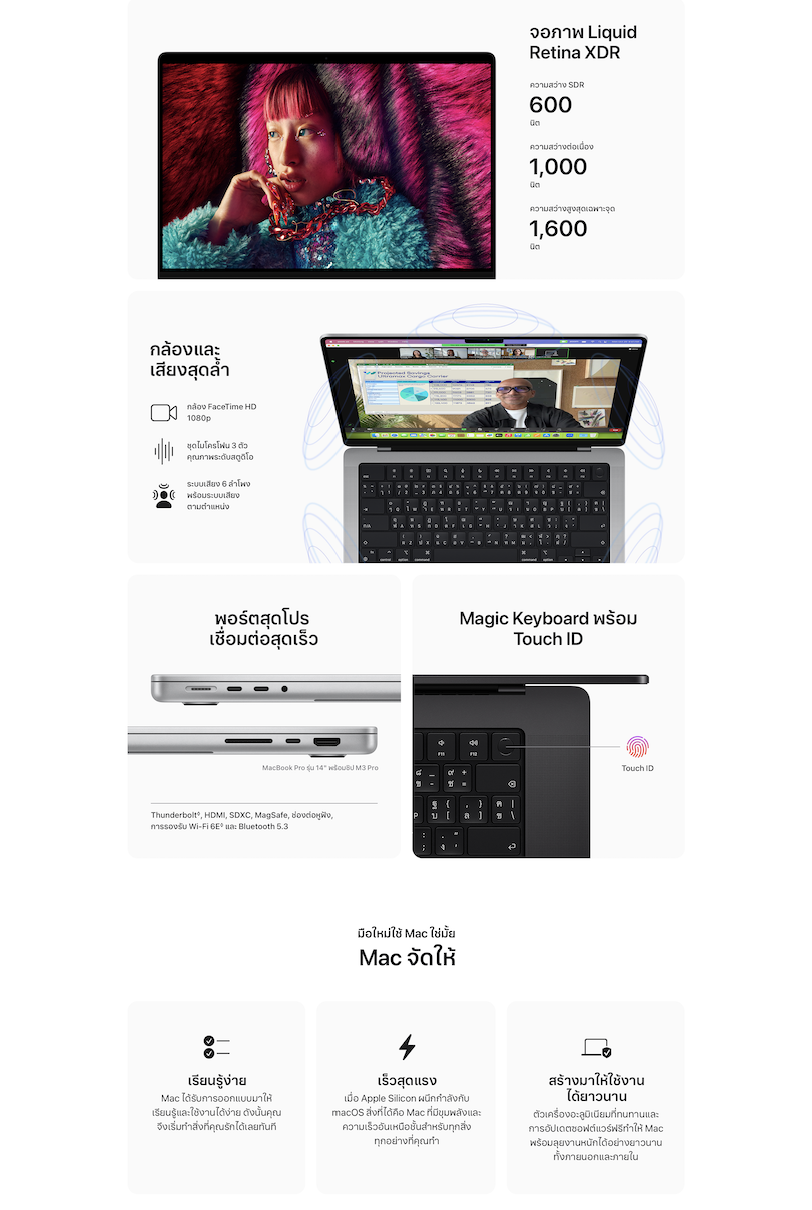 Apple MacBook Pro 14 นิ้ว ชิป M3 Pro /11-Core CPU/14-Core GPU/RAM18GB ...