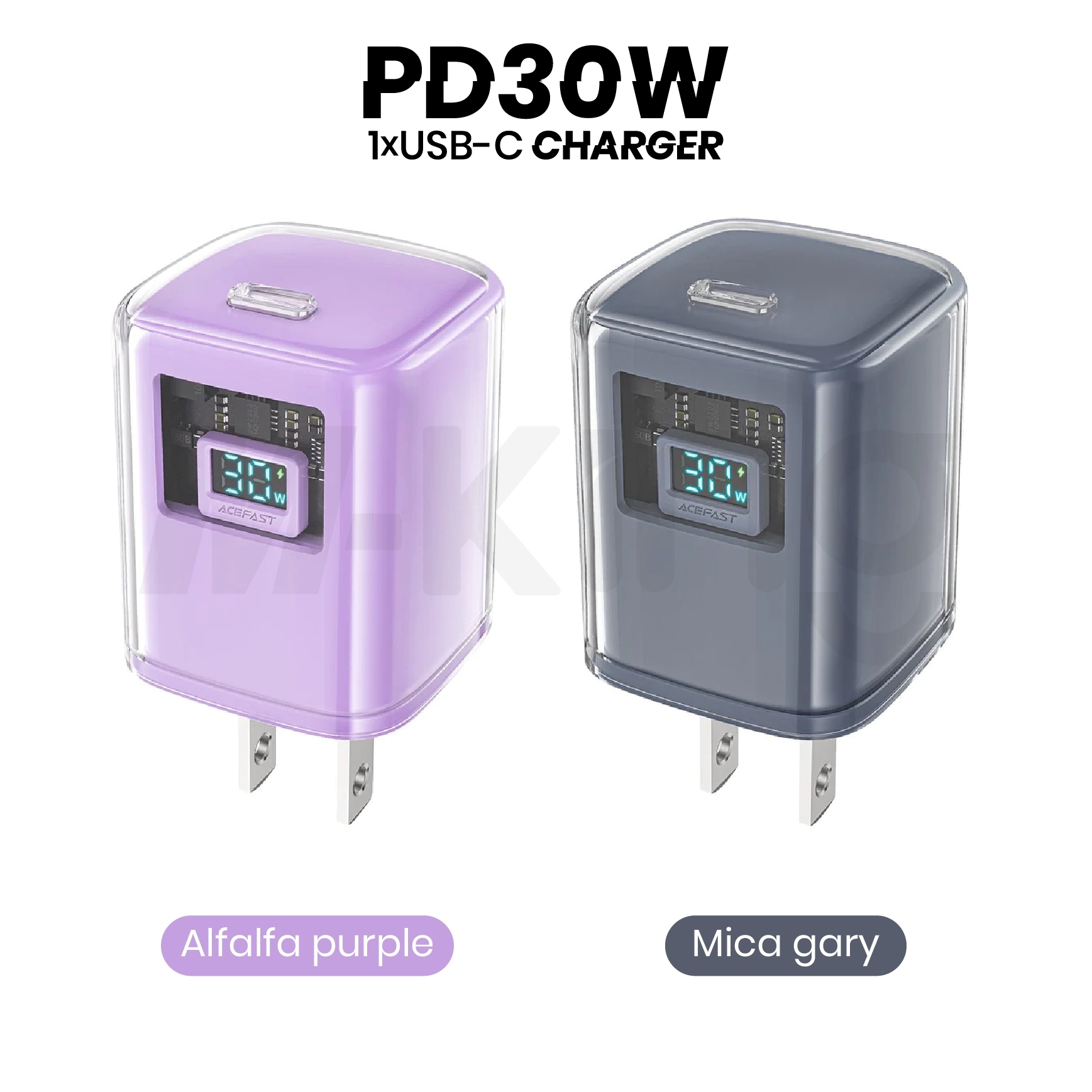 Acefast รุ่น A55 หัวชาร์จ ชาร์จเร็ว PD30W GaN 1 USB-C อะแดปเตอร์ หัว US ...